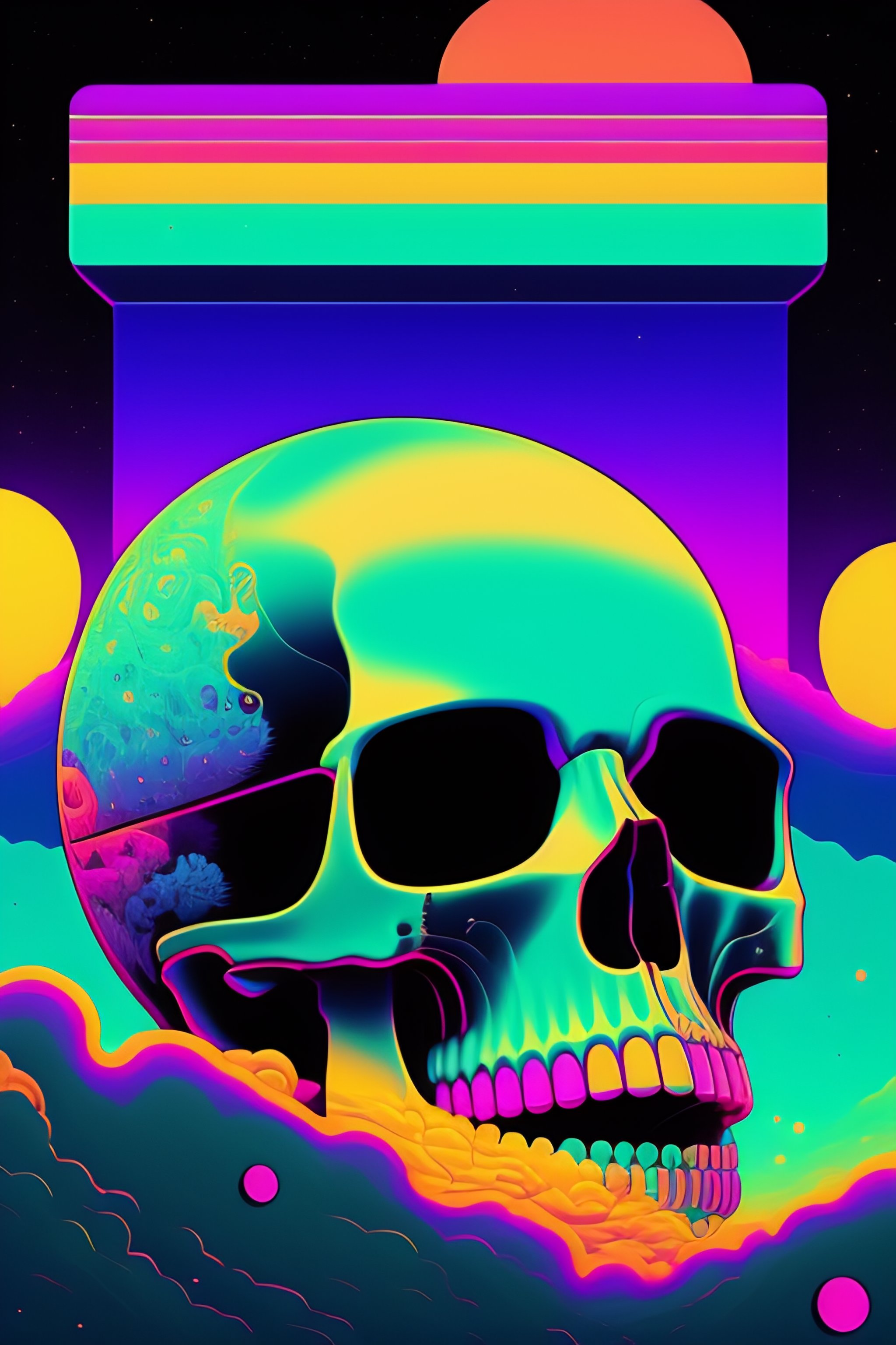 Lexica - Surrealism art 80's of skull that contains the galaxy with ...