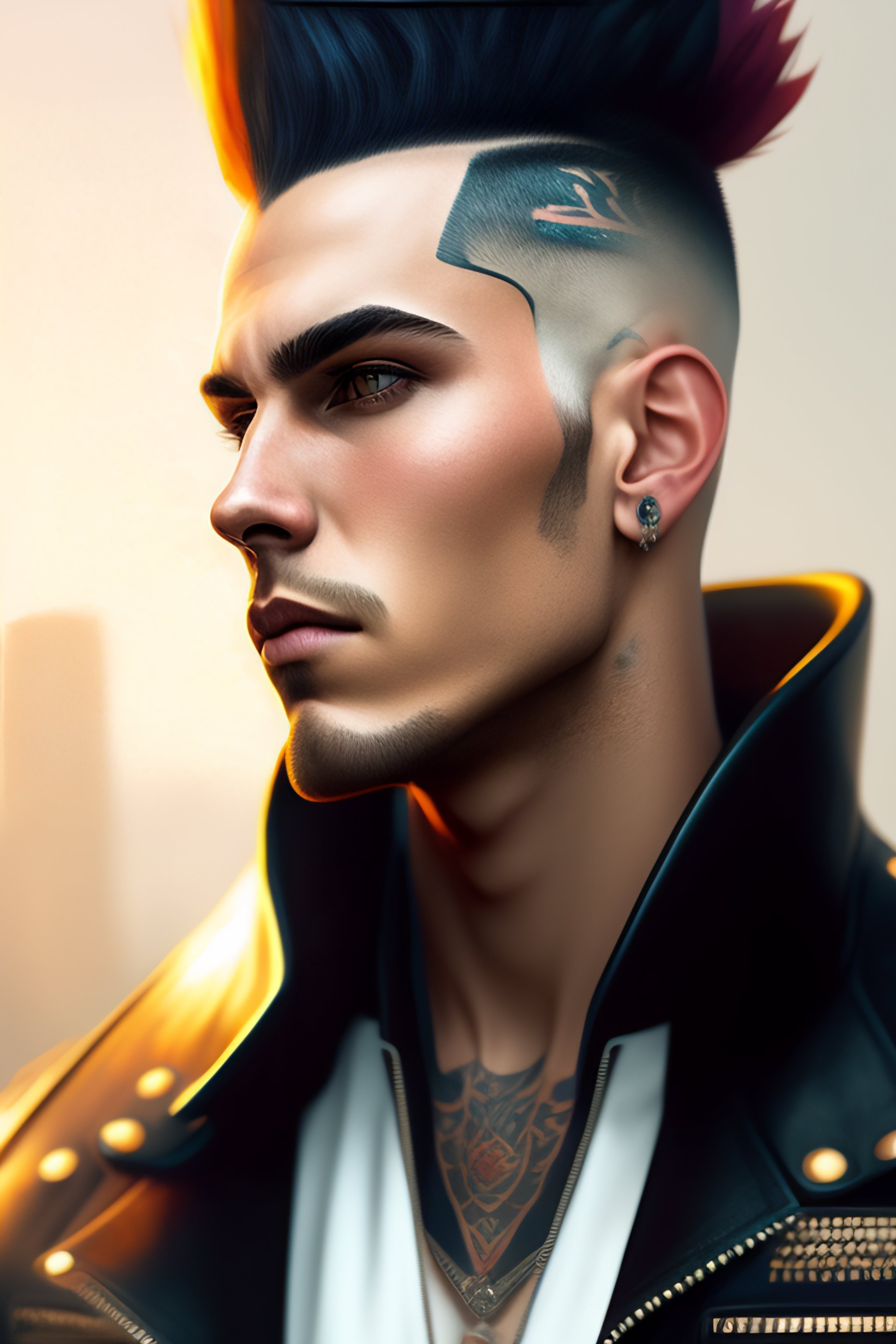 Lexica - Realistic portrait of a white young male punk rocker, shaved ...