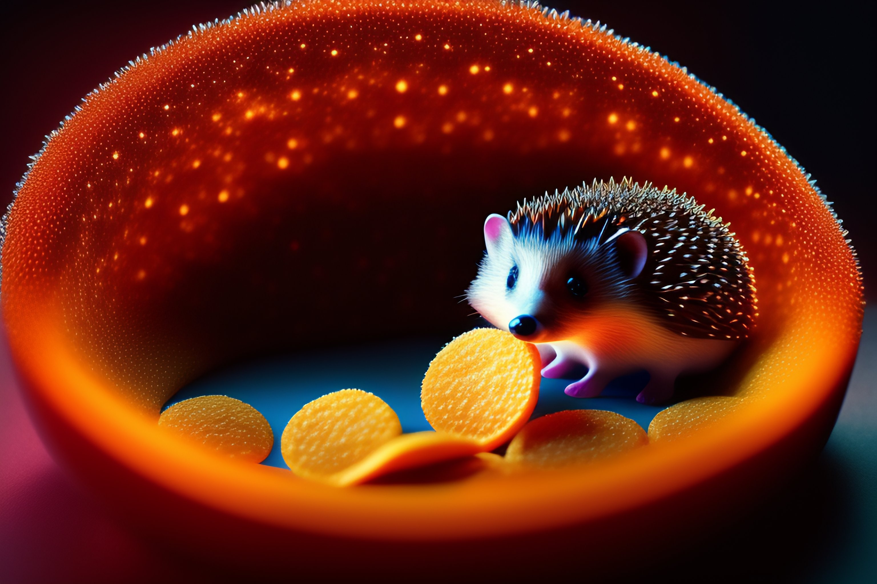 Lexica - /imagine prompt: Hedgehog with crisps::5 futuristic::1 ...