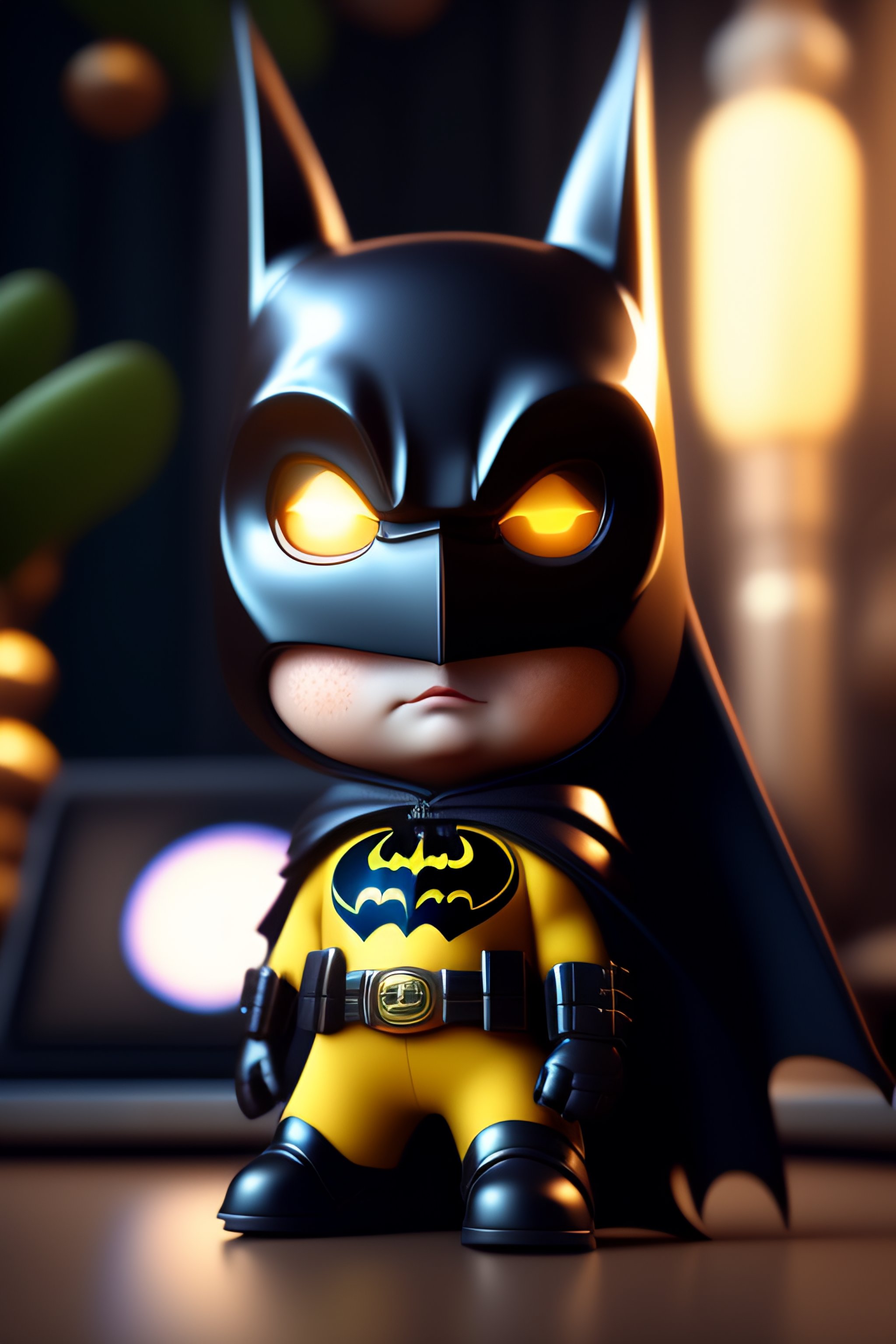 Lexica - Cute small humanoid batman sitting in front of laptop ,unreal ...