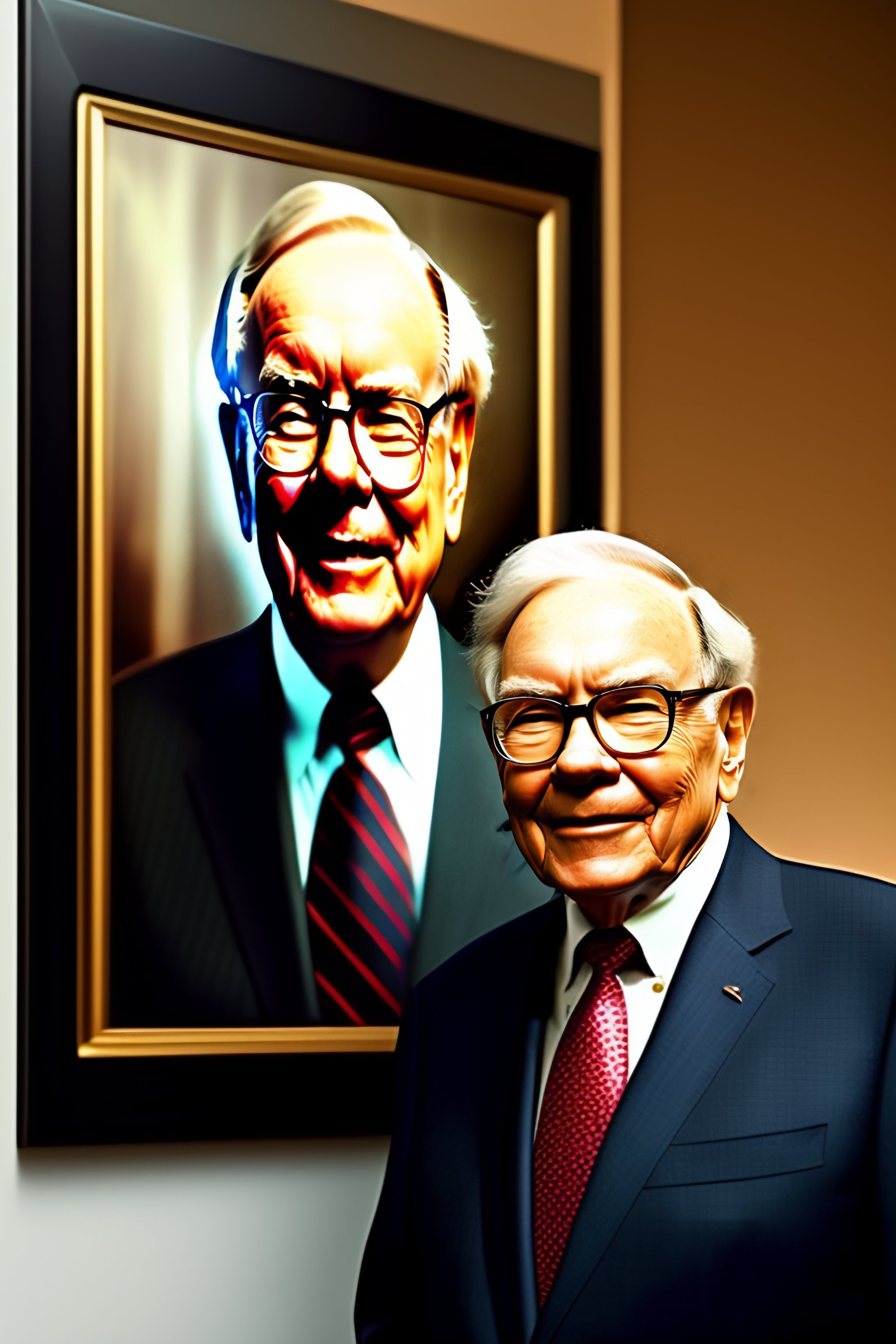Lexica - Warren buffett wearing modern clothes, inside picture in frame