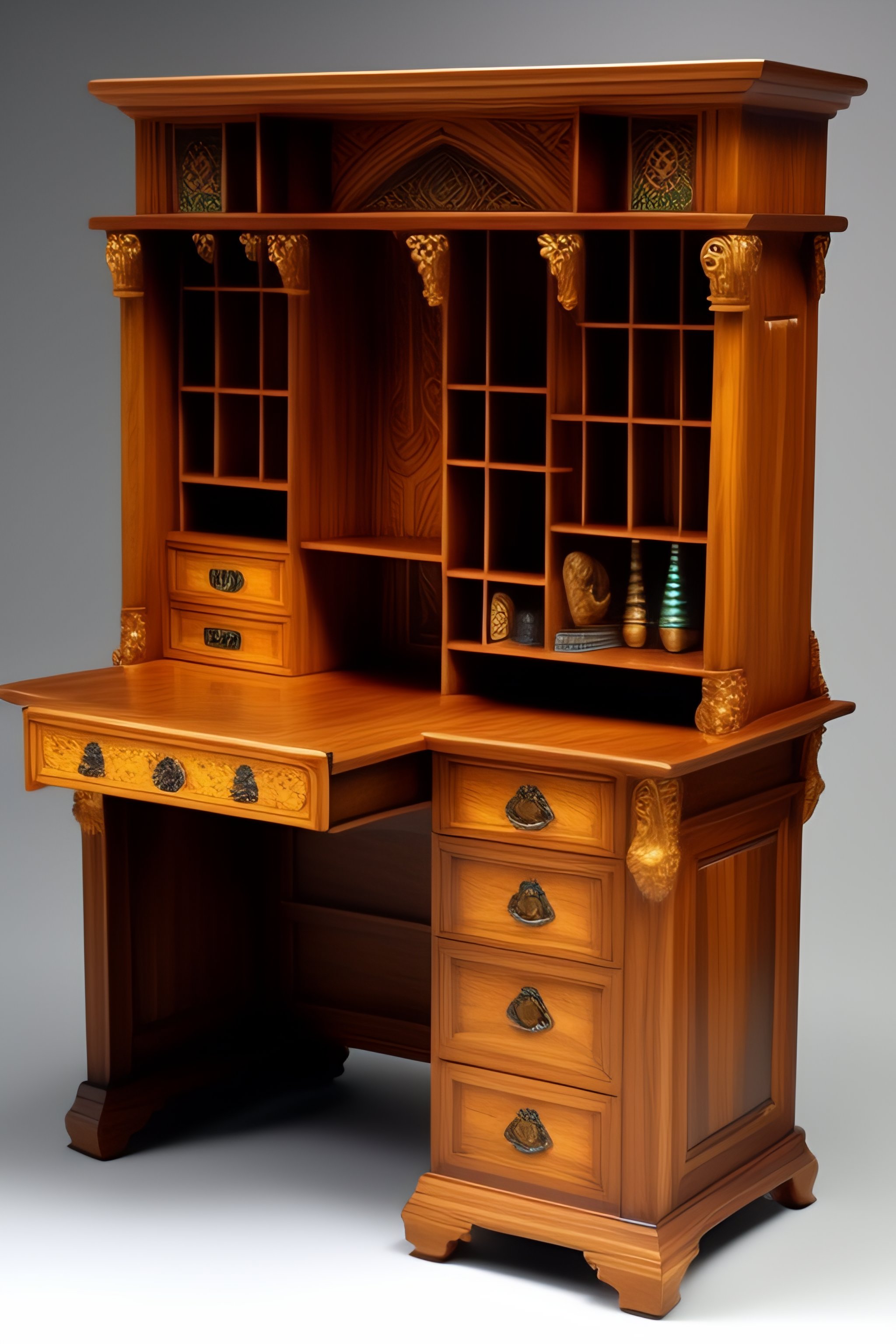 Lexica - Fantasy wizard's work table in cabinet