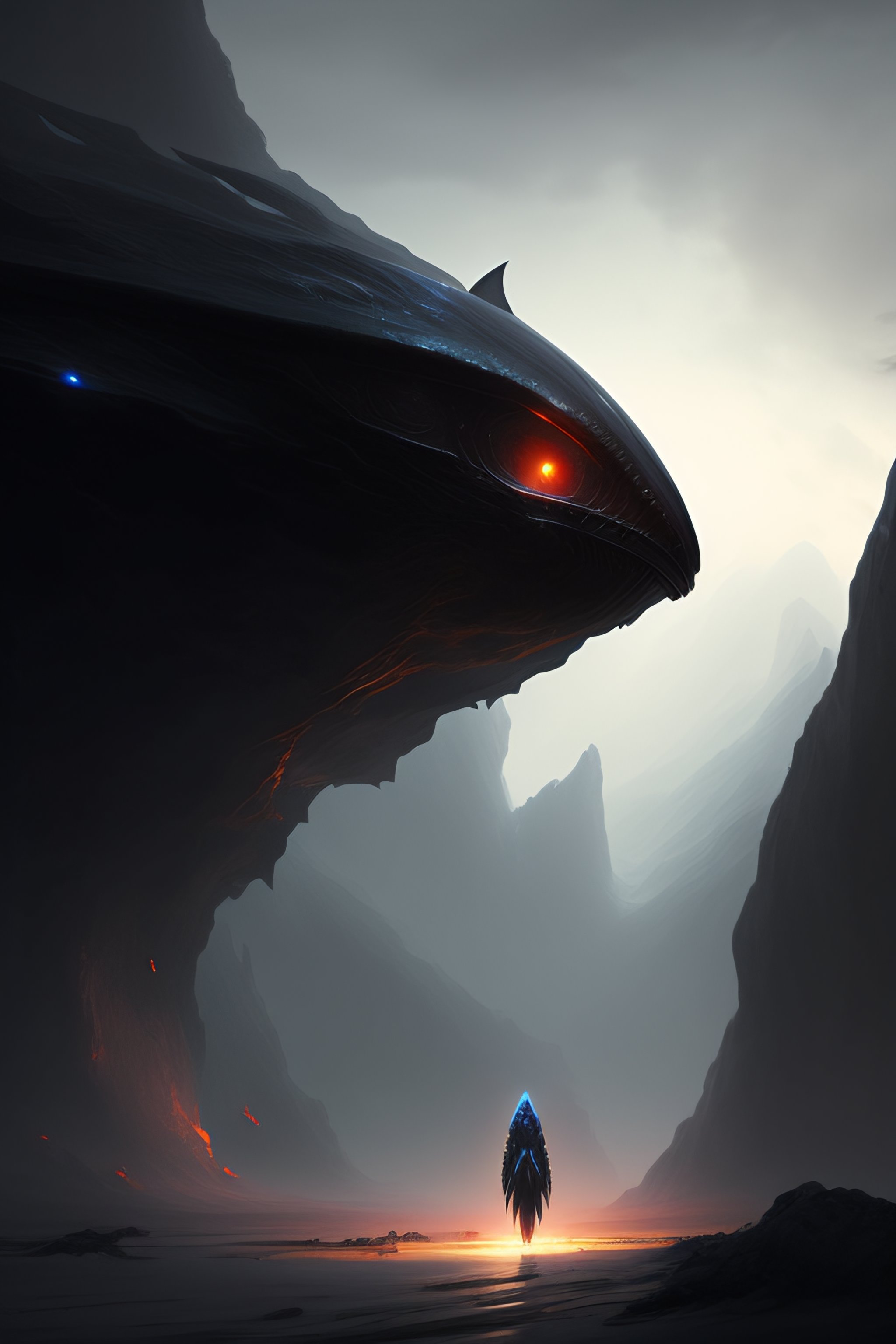 Lexica - Dark evil big eyed extraterrestrial alien:15] as painted by ...