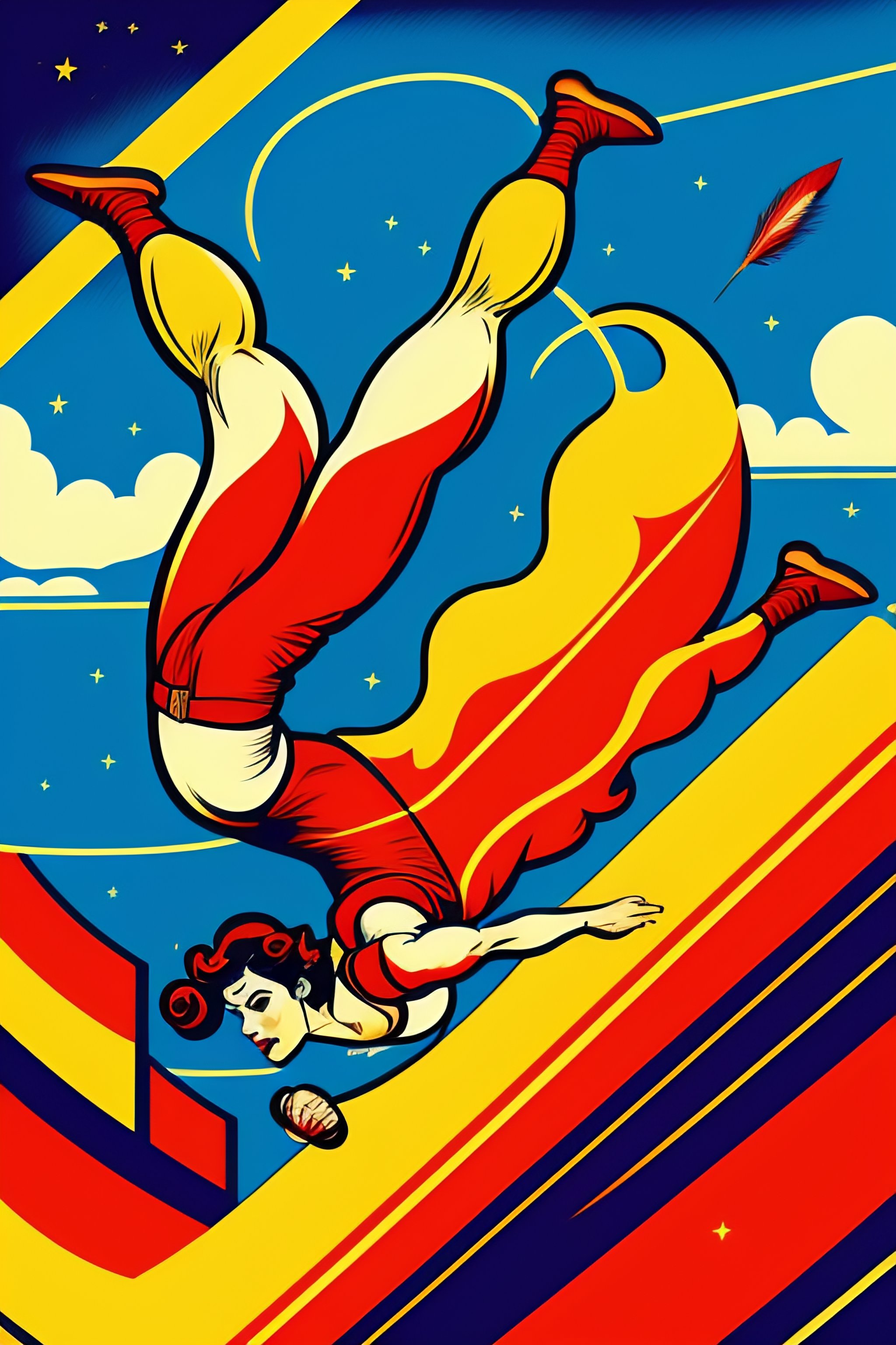 Lexica - Retro comic style artwork, highly detailed circus acrobat ...