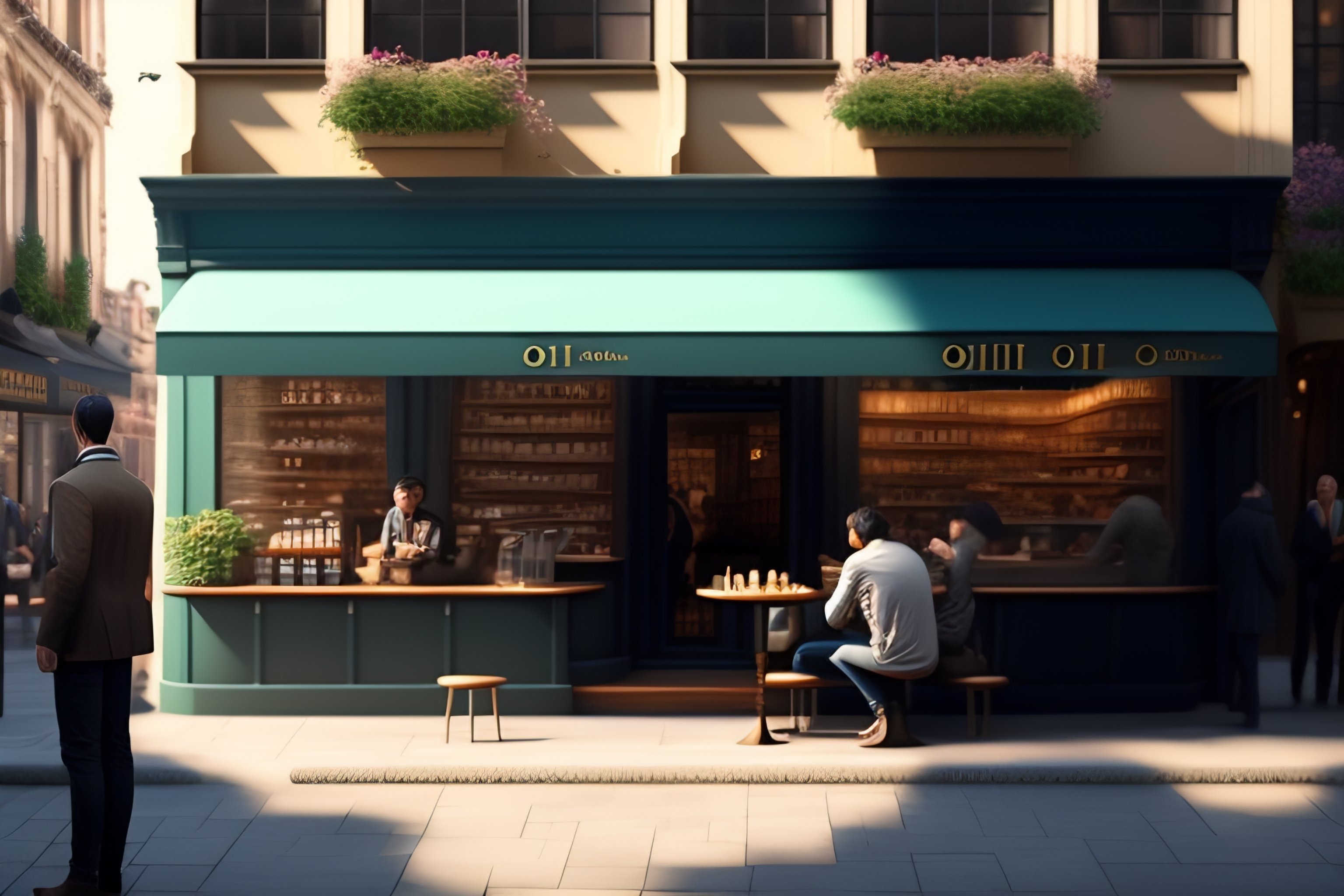 Lexica - OUTSIDE a coffee shop store in the city of ENGLAND at NOON ...