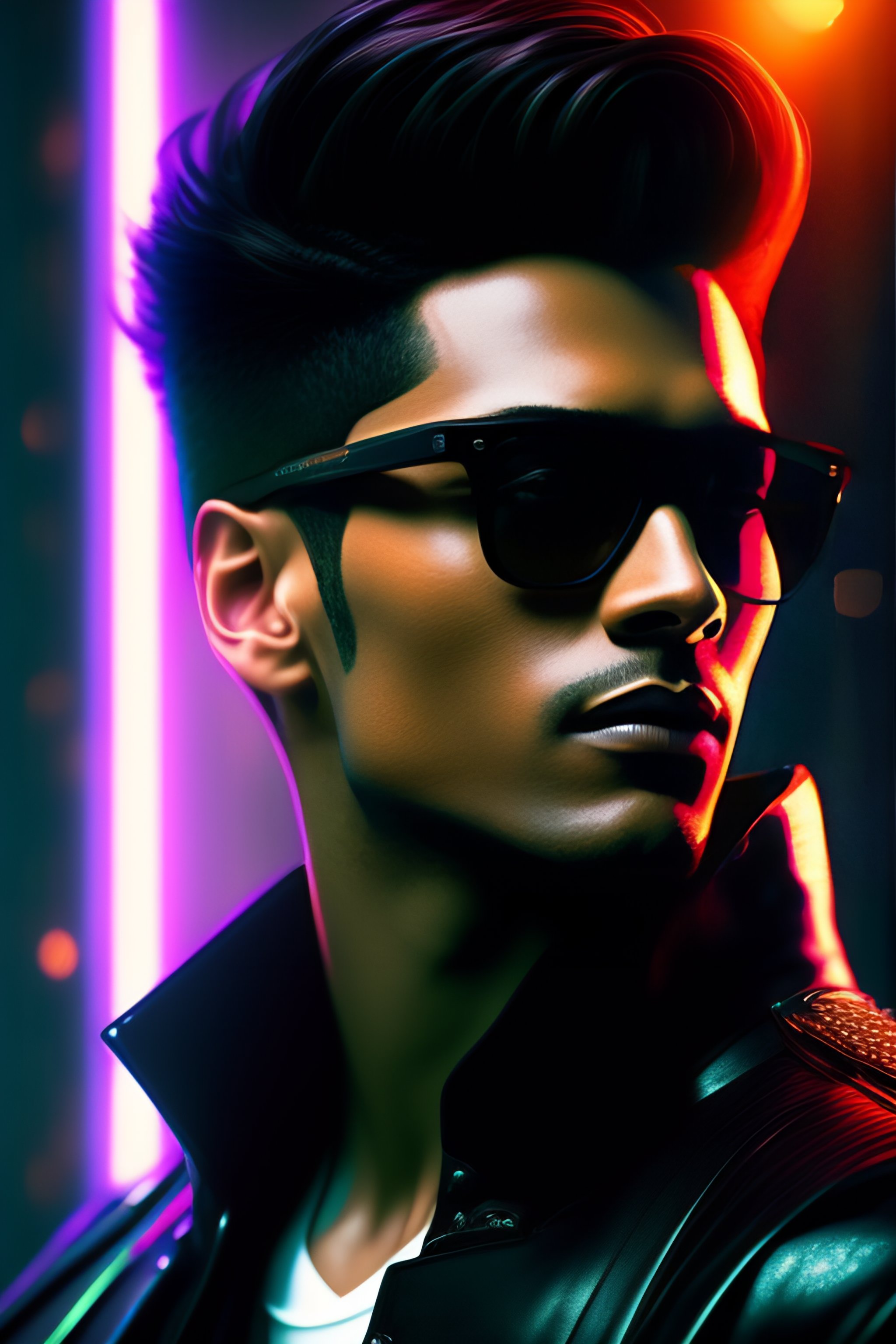 Lexica - An young man angel,matrix movie style ,synth wave, neo black ...