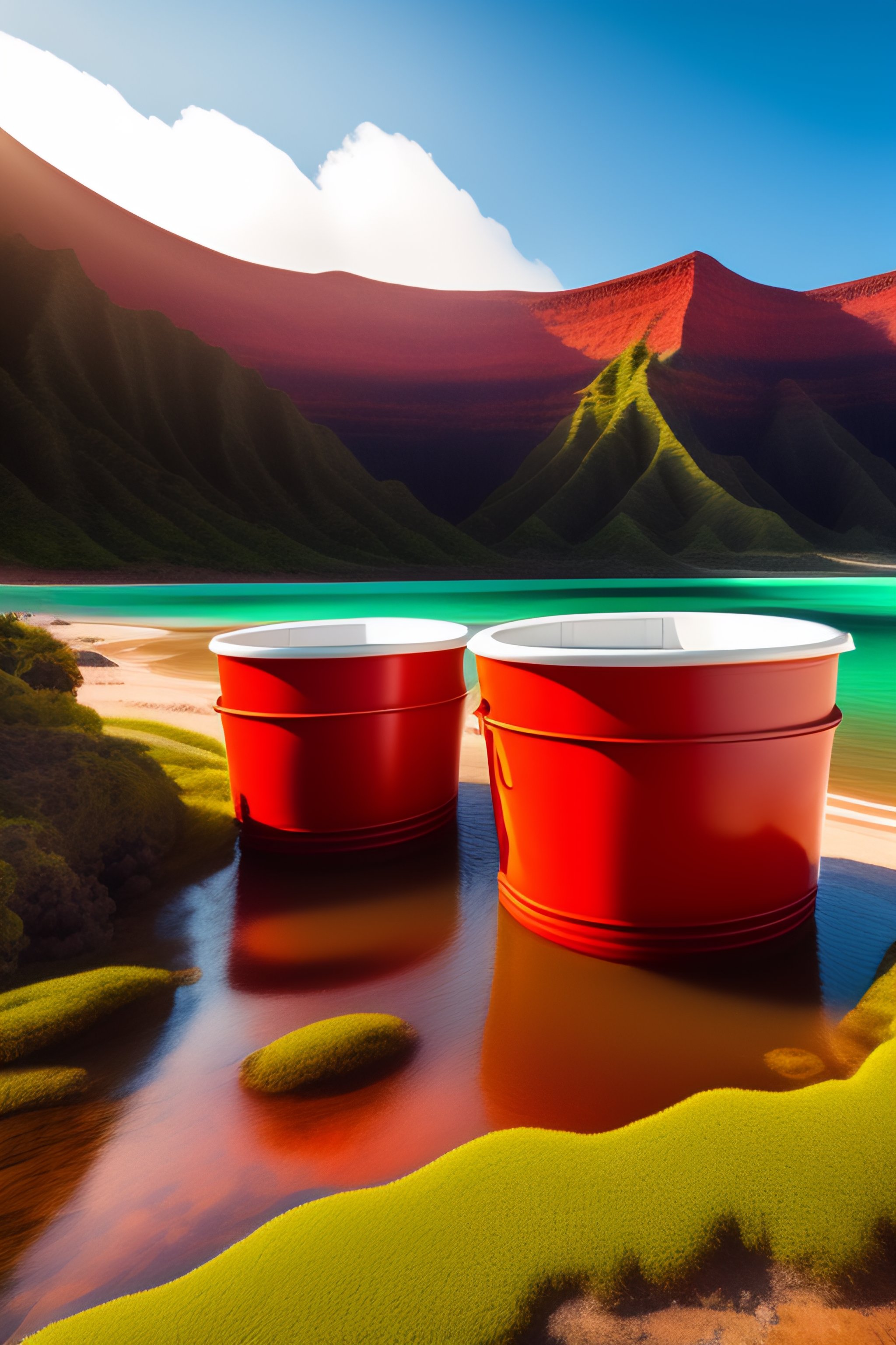 Lexica - Photo of red tubs for natural coltivation of astaxantina in ...