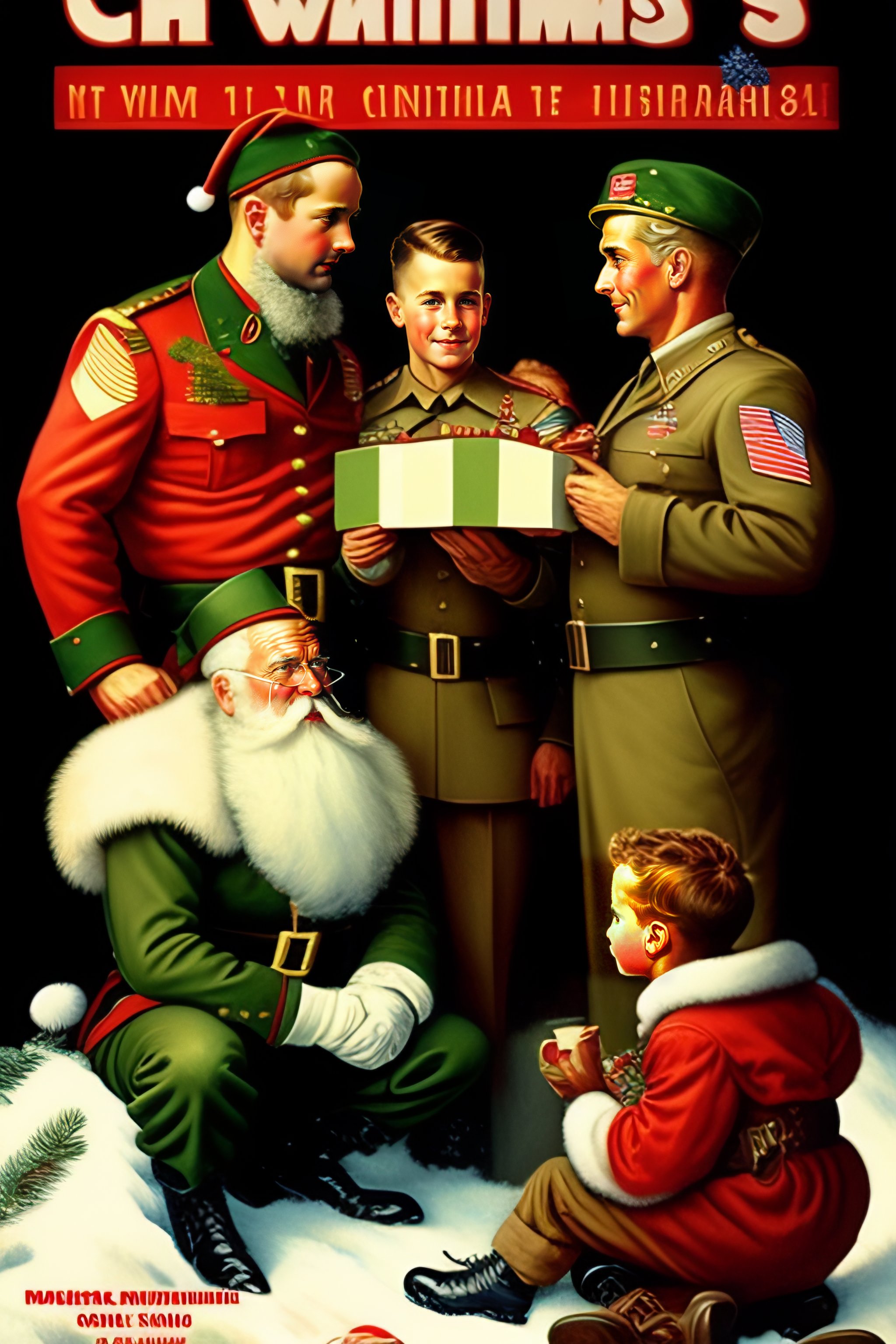 Lexica - Us soldiers celebrating chritmas day,with Santa Claus hats and ...
