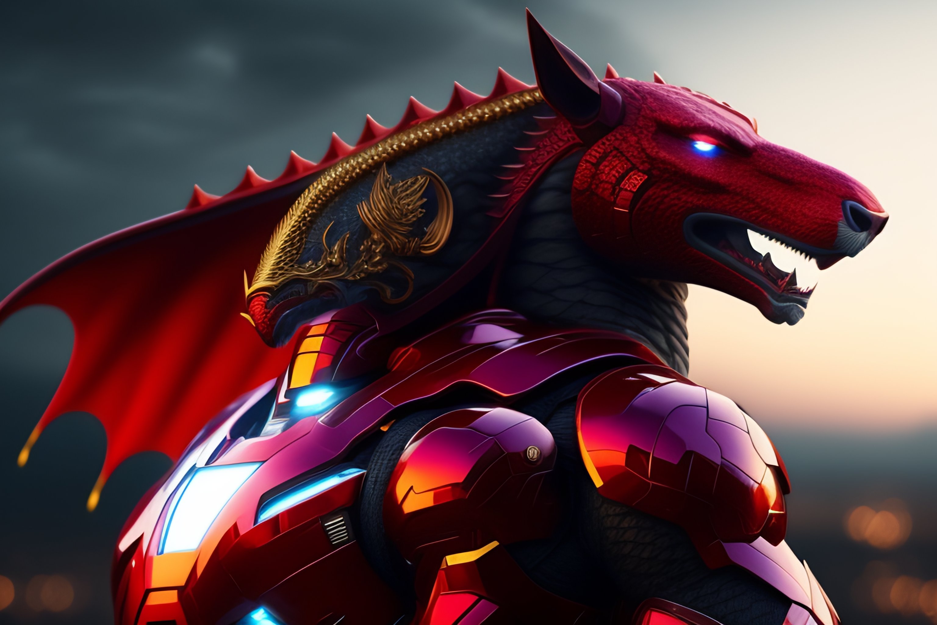 Lexica - Vladimir putin as ironman riding a dragon, 8k, futuristic