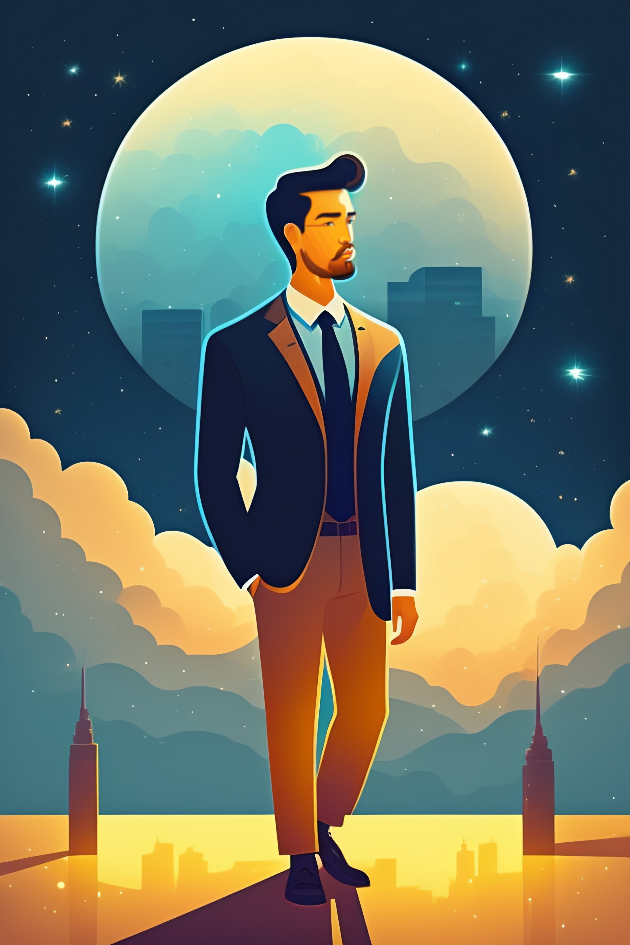 Lexica - Visionary about man walking through the clouds and sky is ...