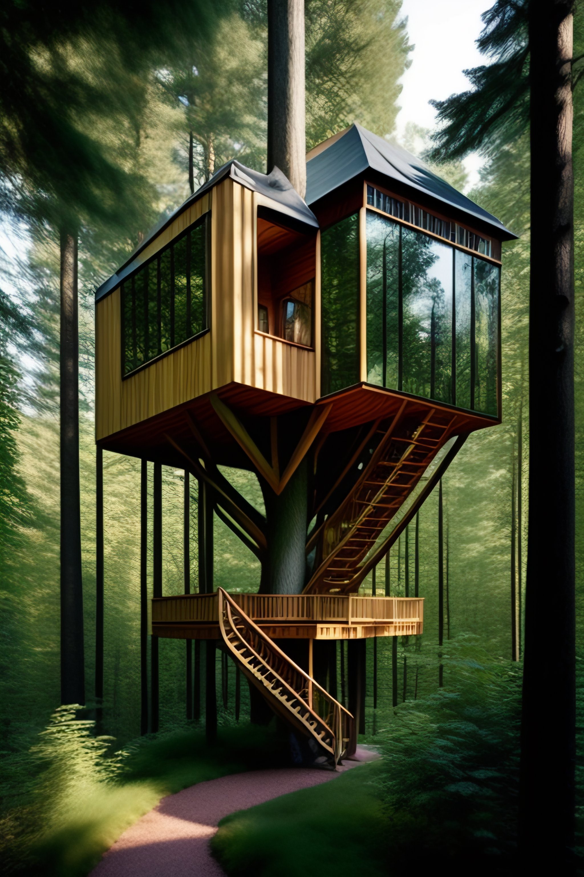 Lexica - Treehouse designed by mc escher in lush forest, better homes ...