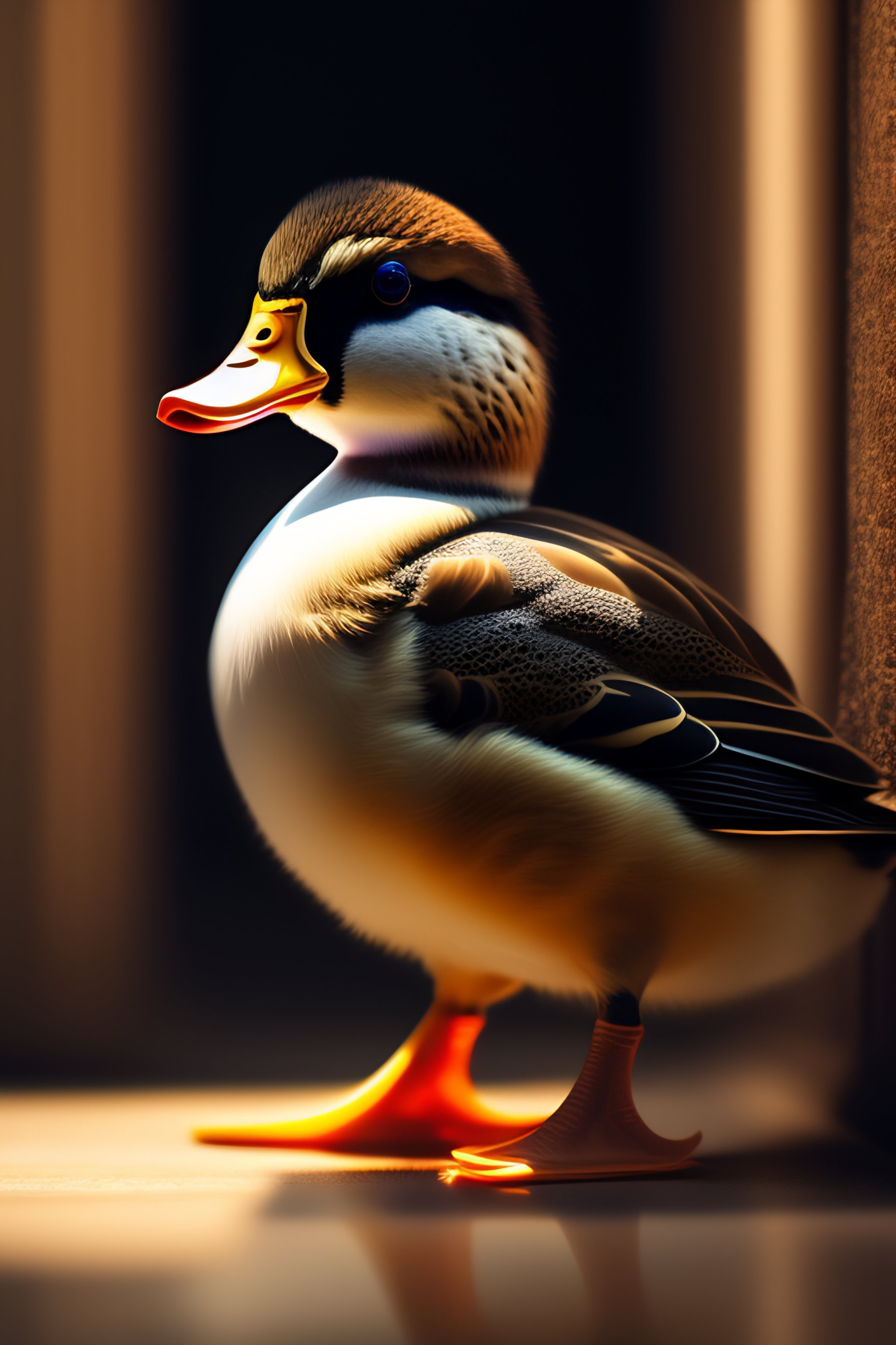 Lexica - A duck with human feets, in a drak place, horror lighting ...