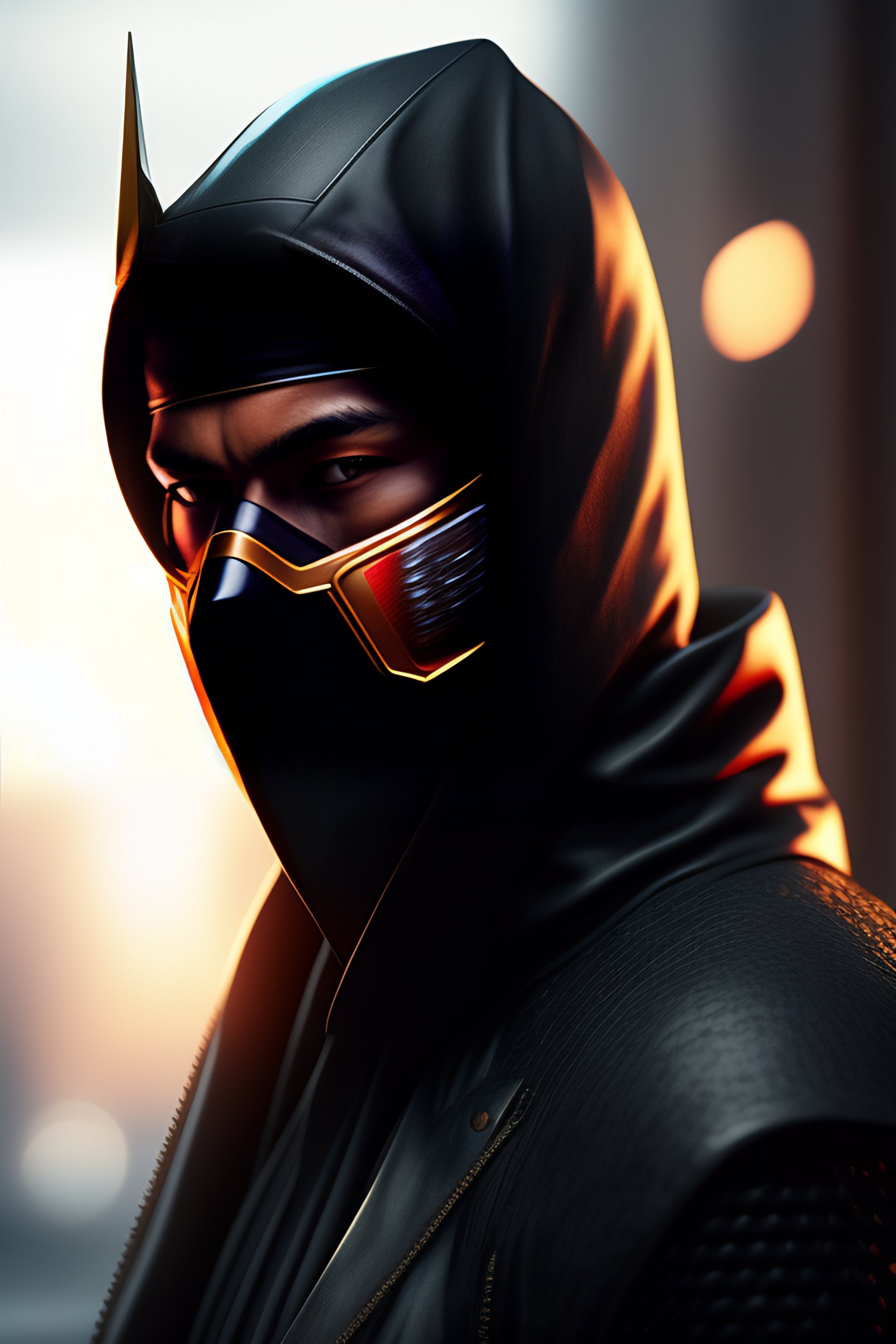 Lexica - Portrait of a masked cyberpunk assassin, hyper realistic