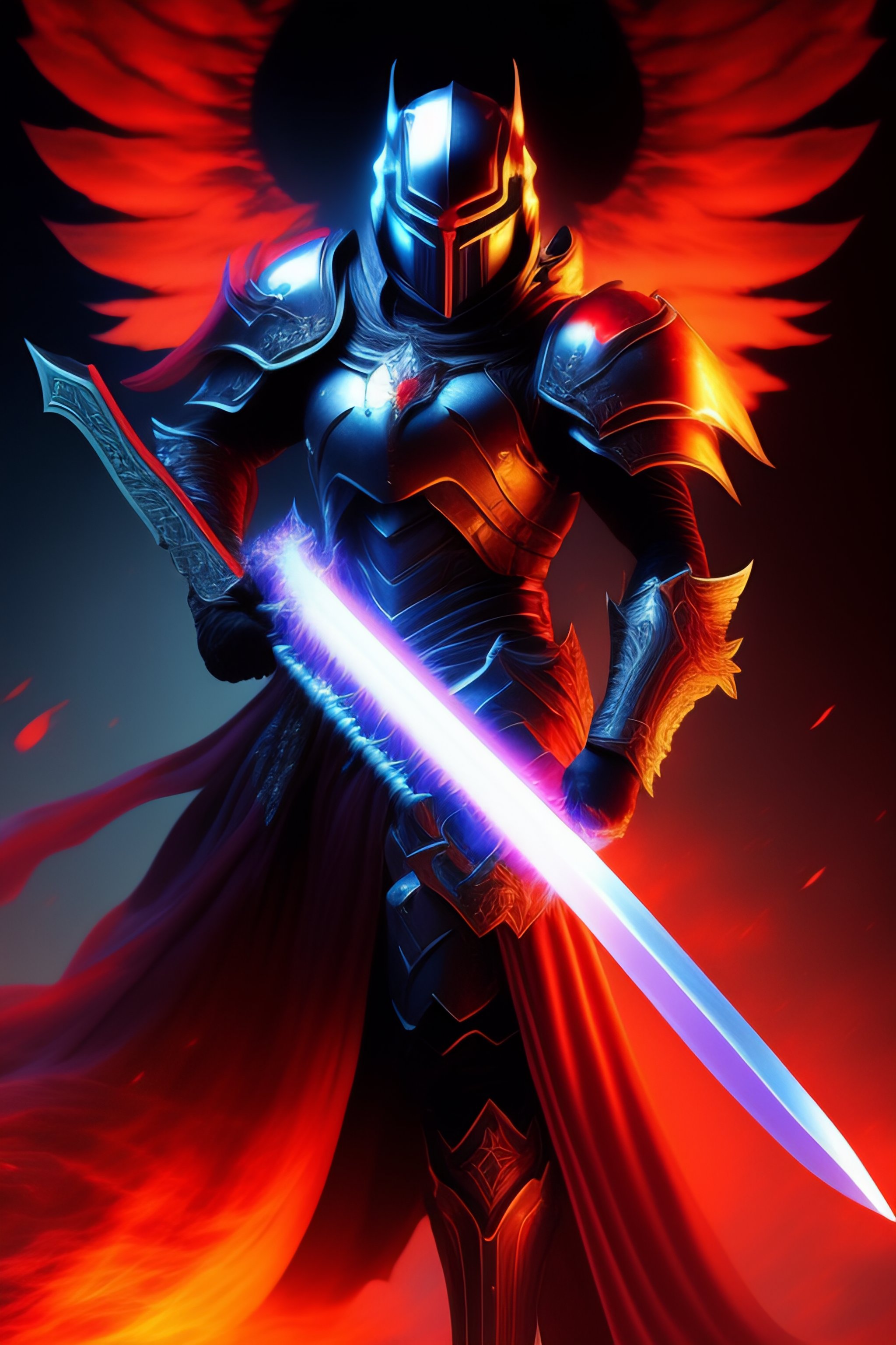 Lexica - Death knight with red aura and big sword fighting against holy ...