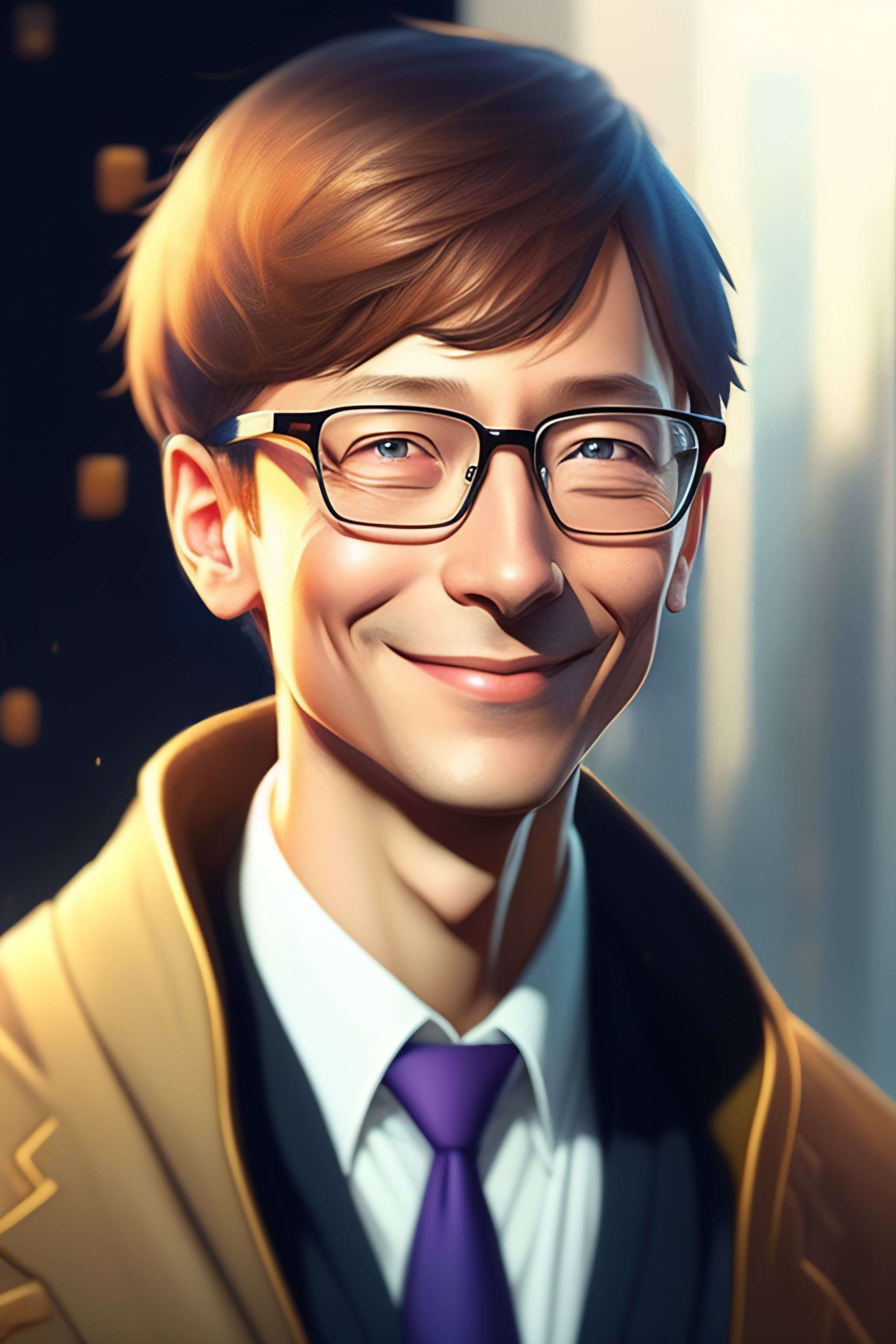 Lexica - Character concept art of bill gates as an anime boy | cute ...