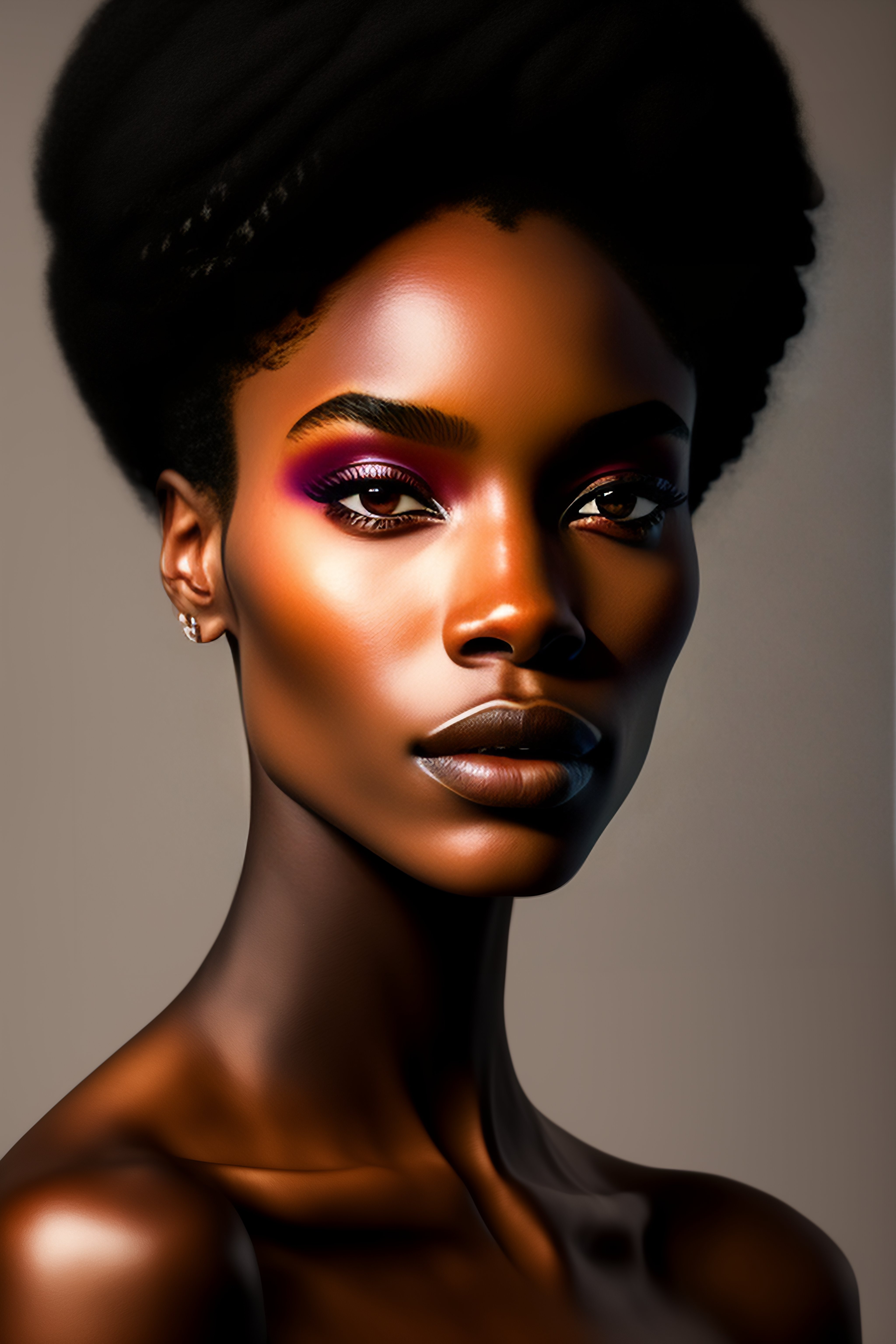Lexica - A portrait of a black female model with good skin in nature ...