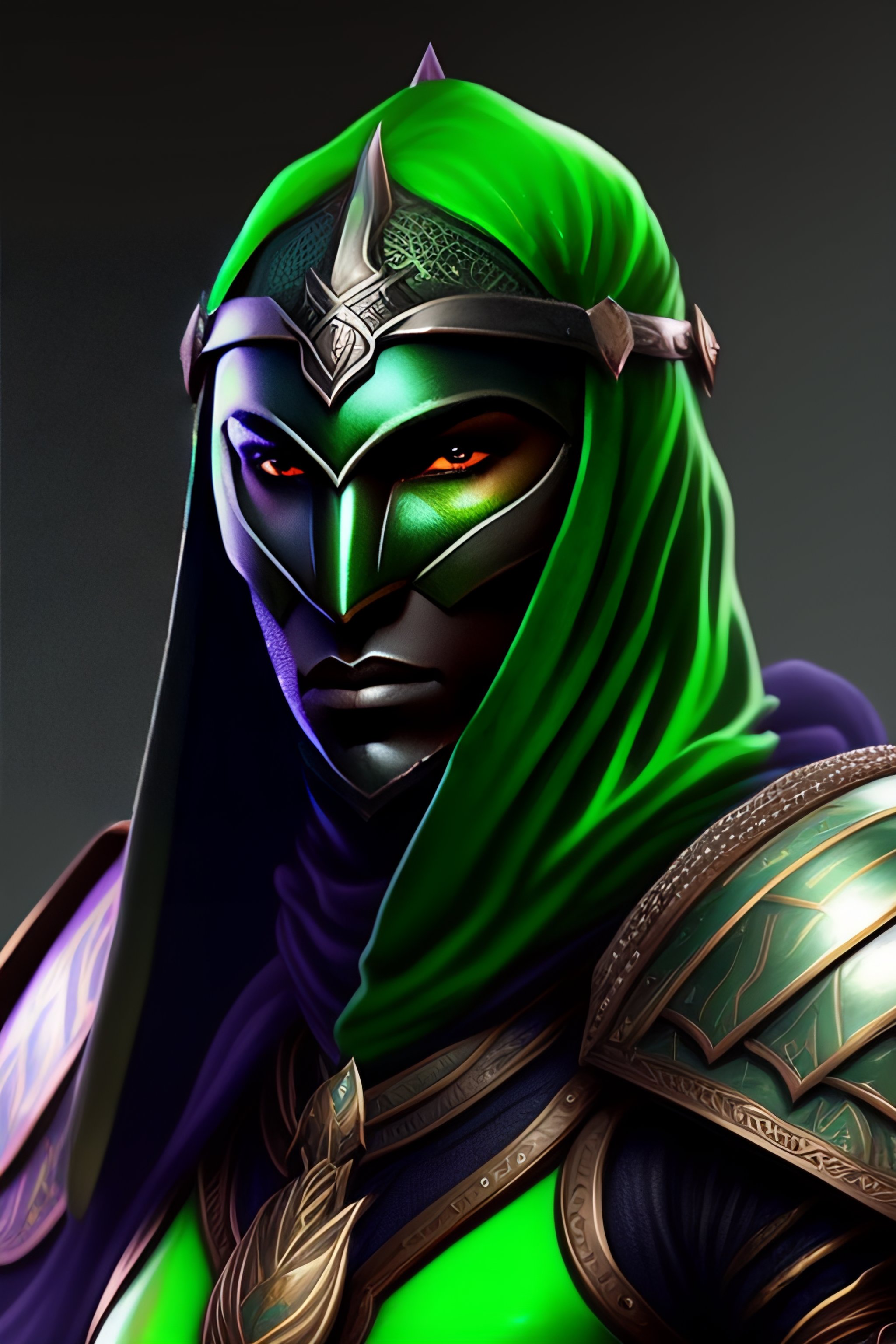Lexica - Half-drow male good warrior Green eyes and basic mail armor ...
