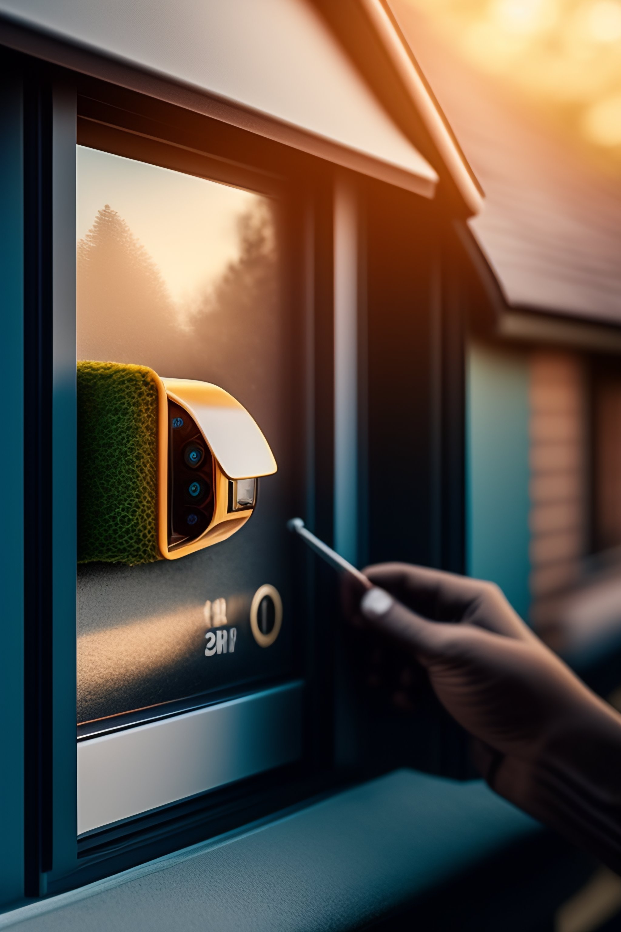 Lexica - Security camera watching a thieft breaking into a house