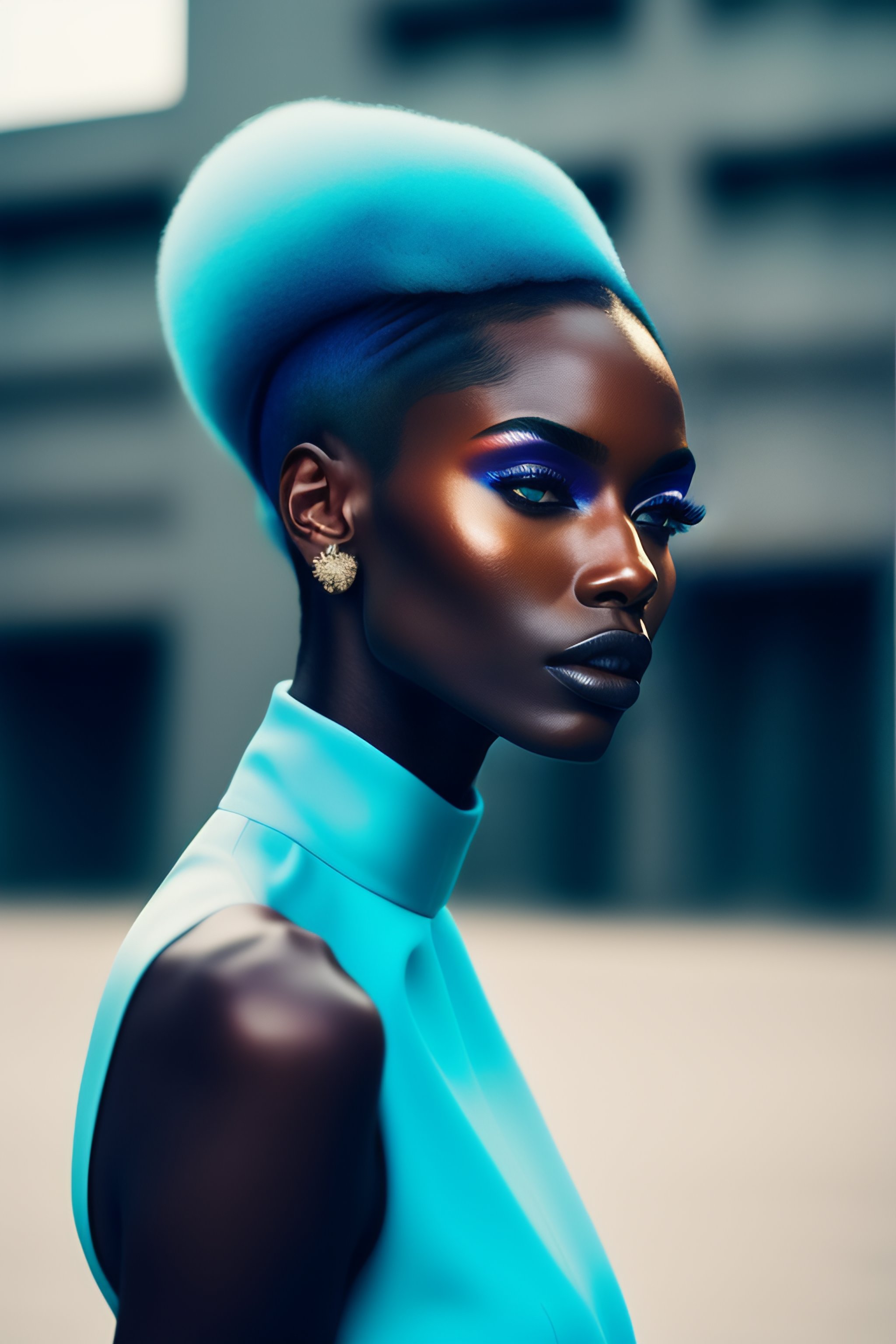 Lexica - Portrait of haute couture beautiful black african combined with alien fashion model ...