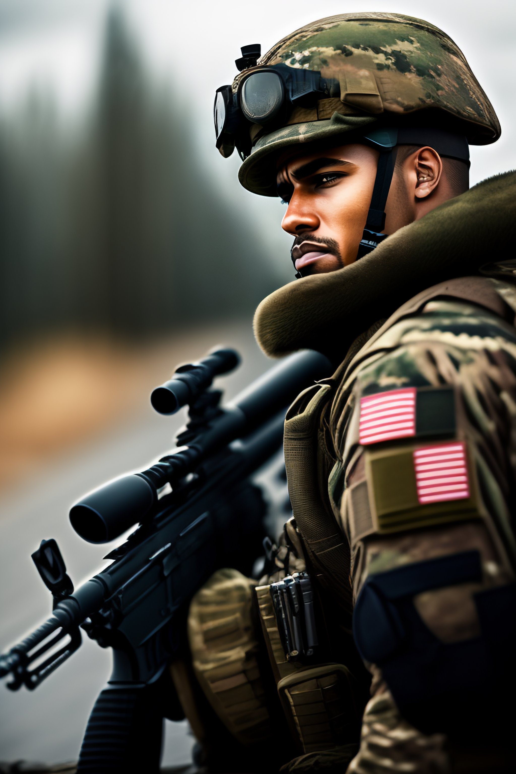 Lexica - Full body portrait, man, soldier, sniper rifle, full armor