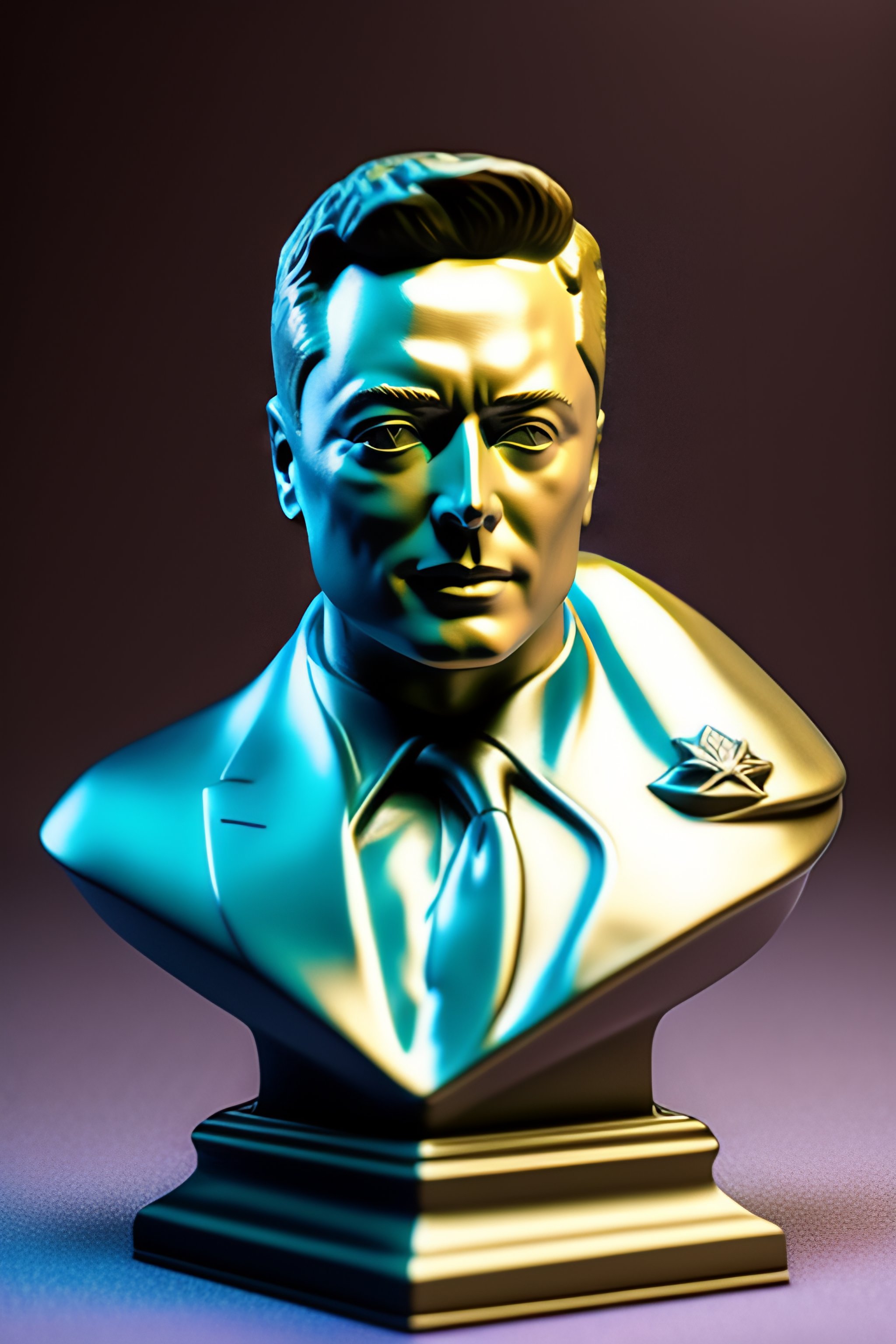 Lexica - A bust of elon musk made in clay. realistic. aquamarine ...