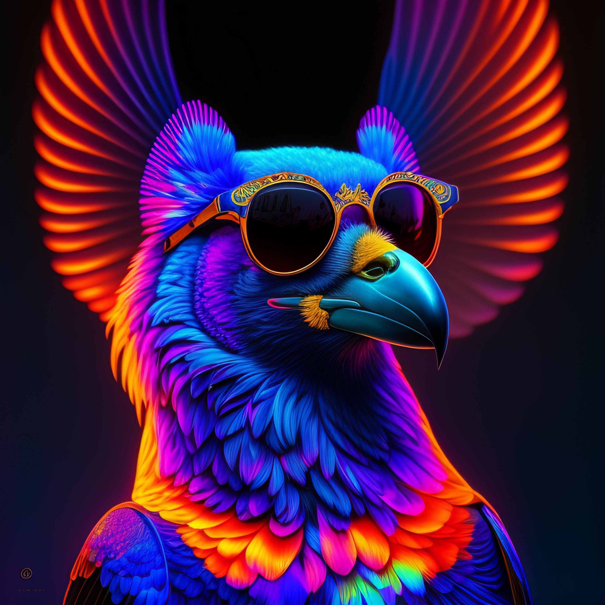 Lexica - Neon crow spirit animal wearing sunglasses by GEOGLYPHIKS by ...