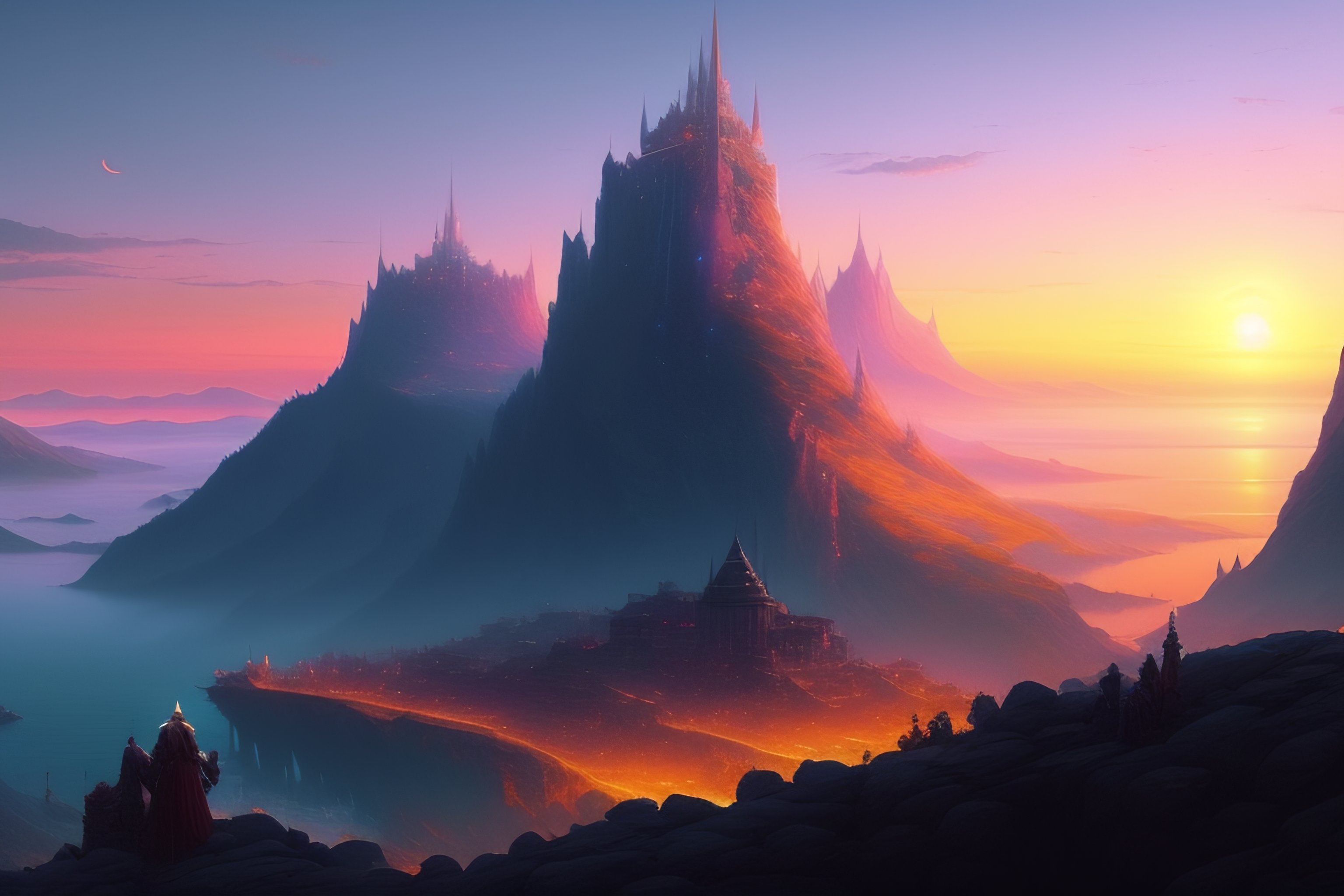 Lexica - Epic view, wide angle, elegant fantasy capital city on ...