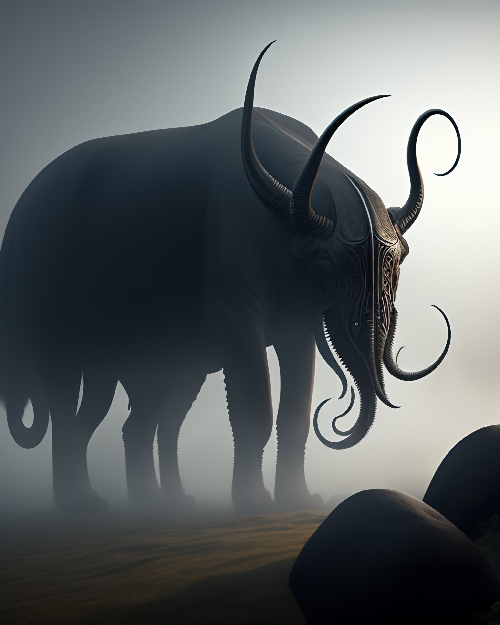 Lexica - Creature eldritch horror, dark obscured by fog, photorealistic ...