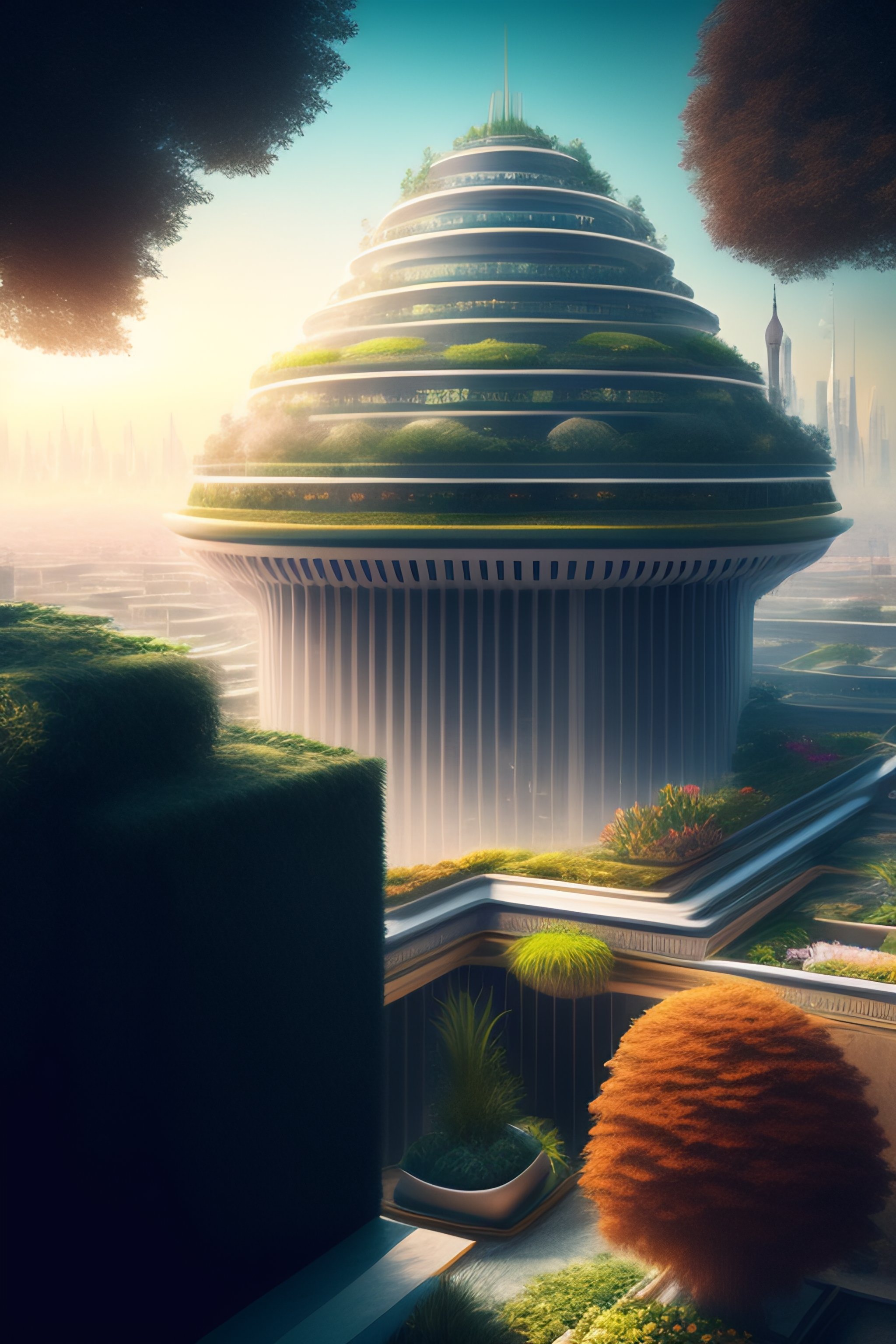 Lexica - Rooftop with people standing on it showing a mystical ethereal ...