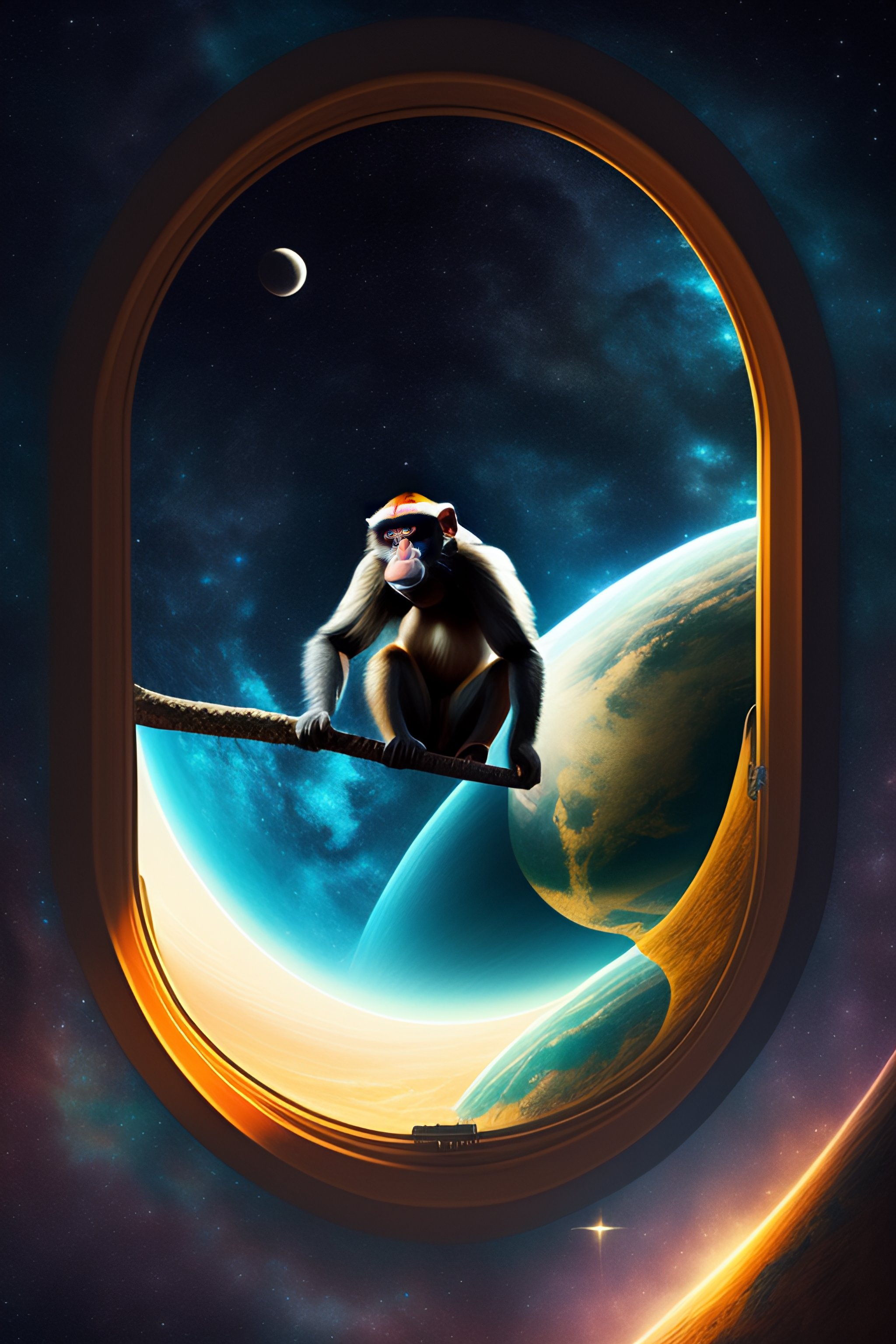 Lexica - A monkey in the space in a dream univers