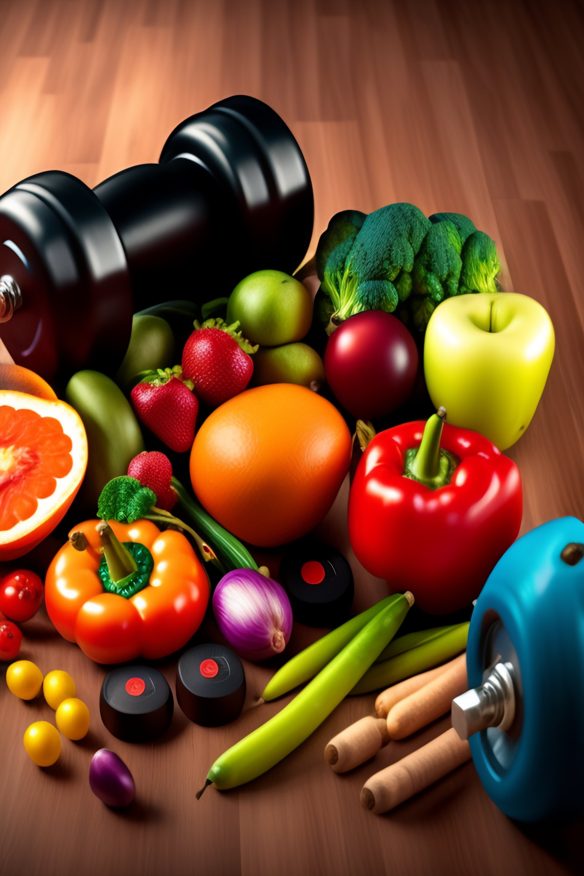 Lexica - On the dance floor vegetables, fruits, dumbbells, exercise ...