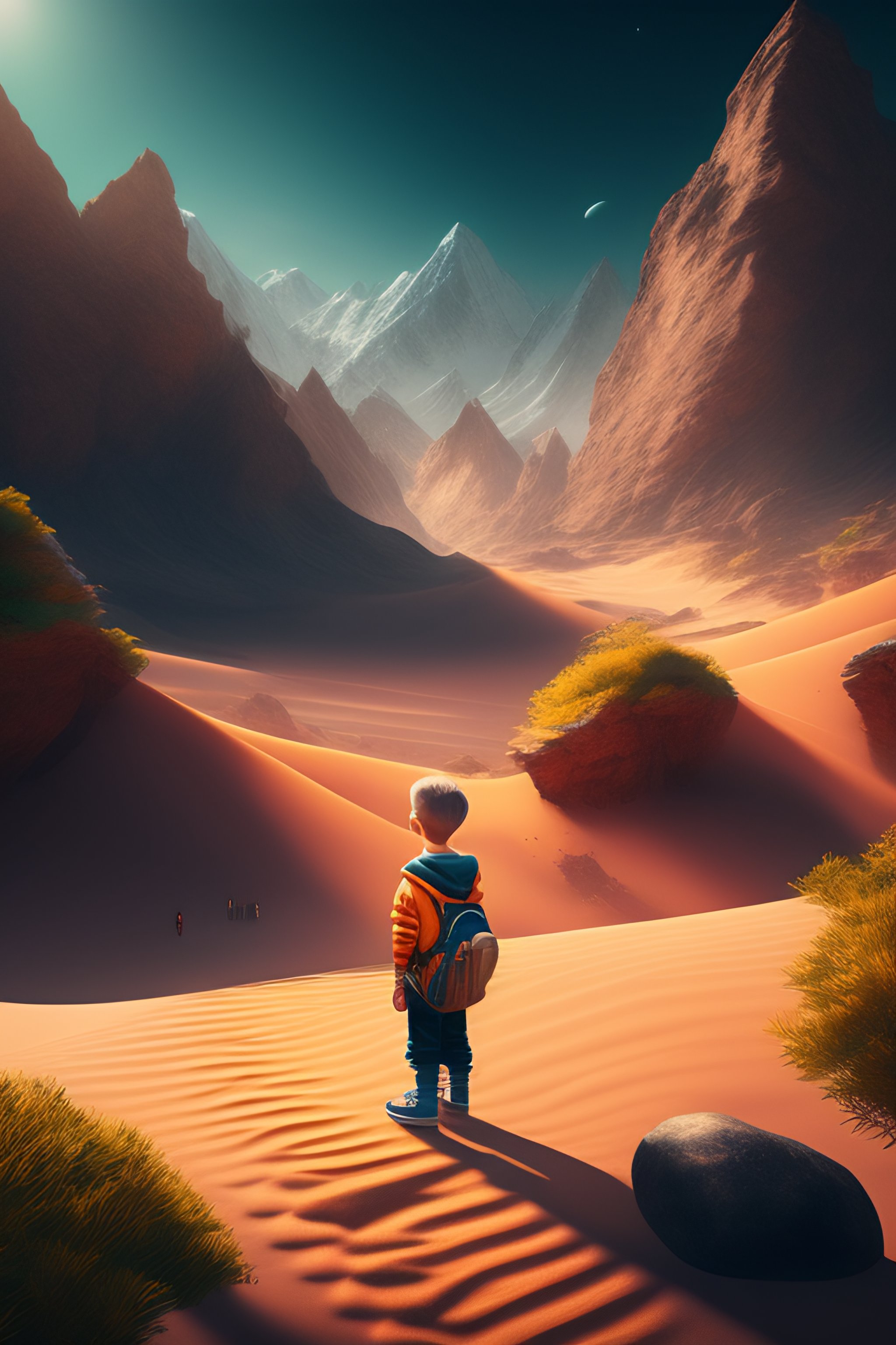 Lexica - A scenario of the beginning of a great journey, boy standing ...