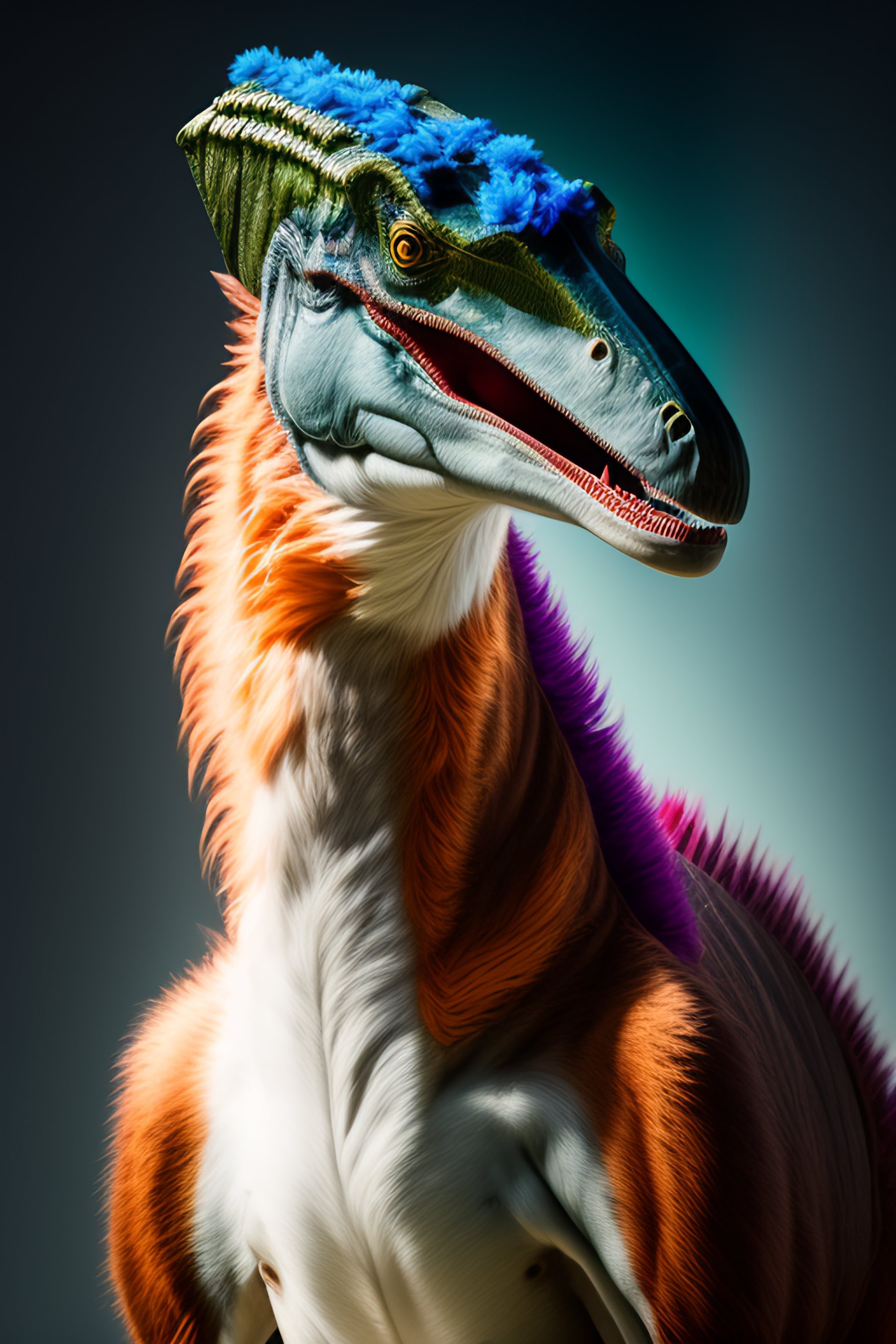 Lexica - Velociraptor covered in feathers