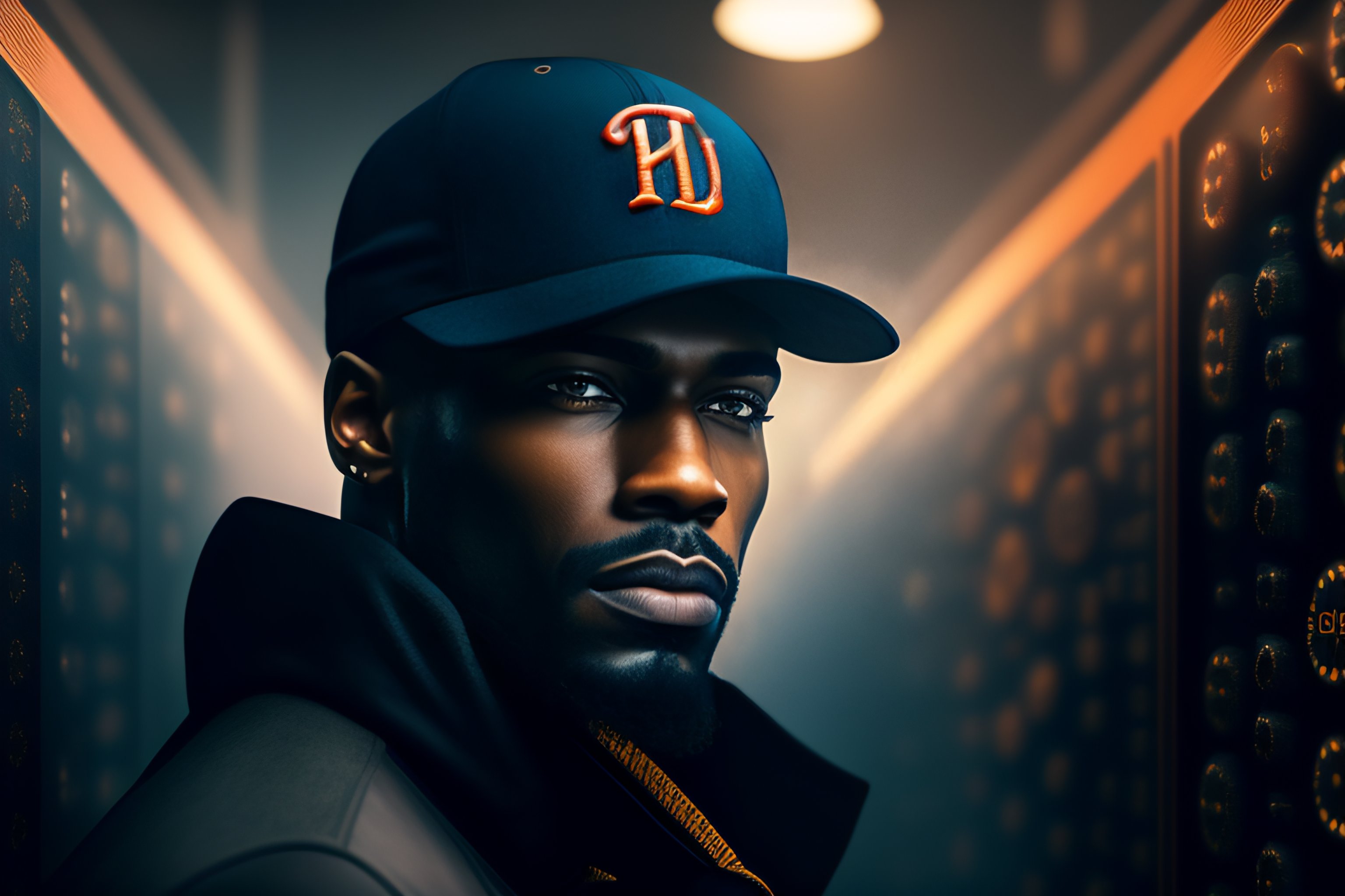 Lexica - Dramatic matte portrait painting of dark man wearing a ...