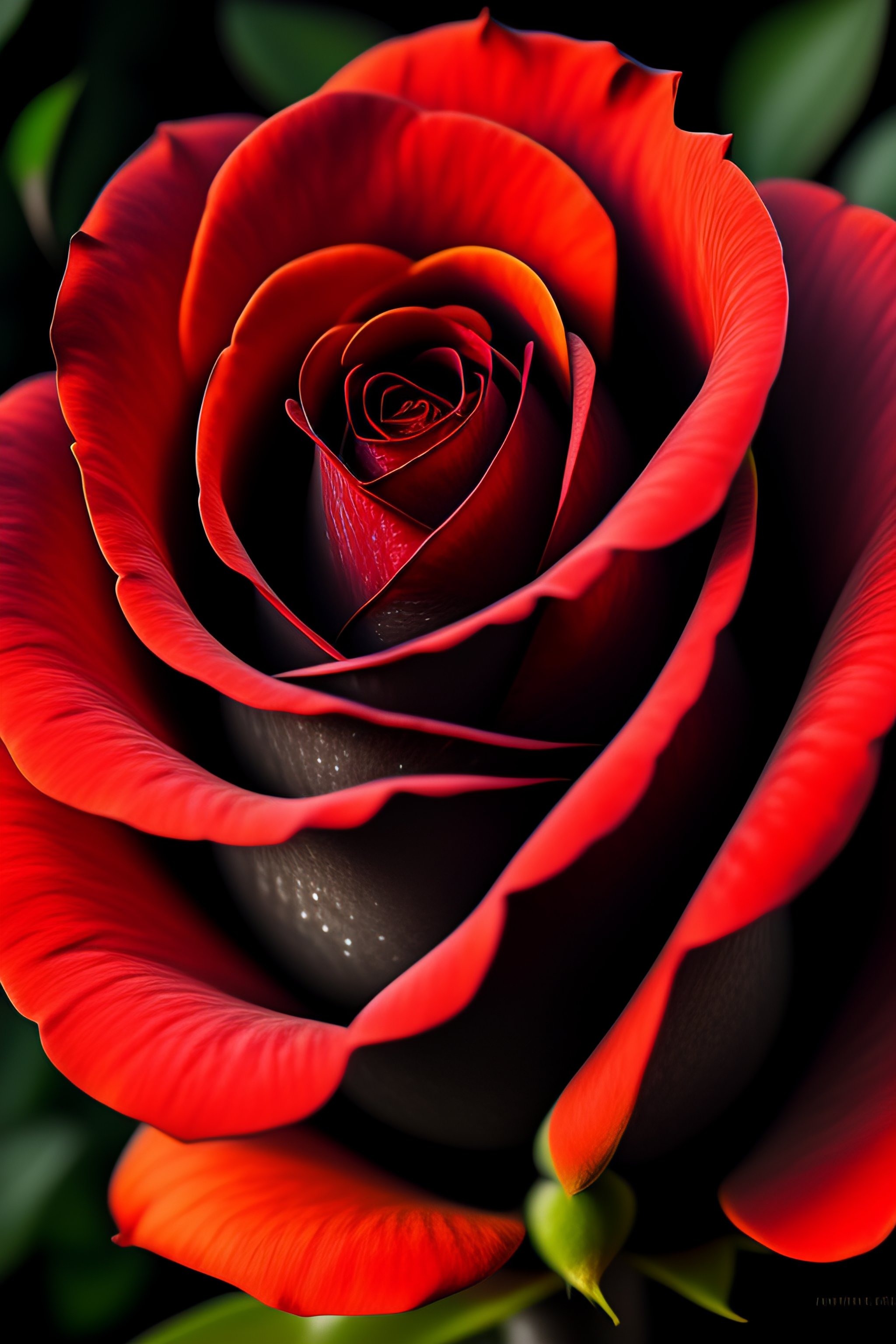 Lexica - Large impressive dragon black scales coming out of a red rose red rose petals thorny ...