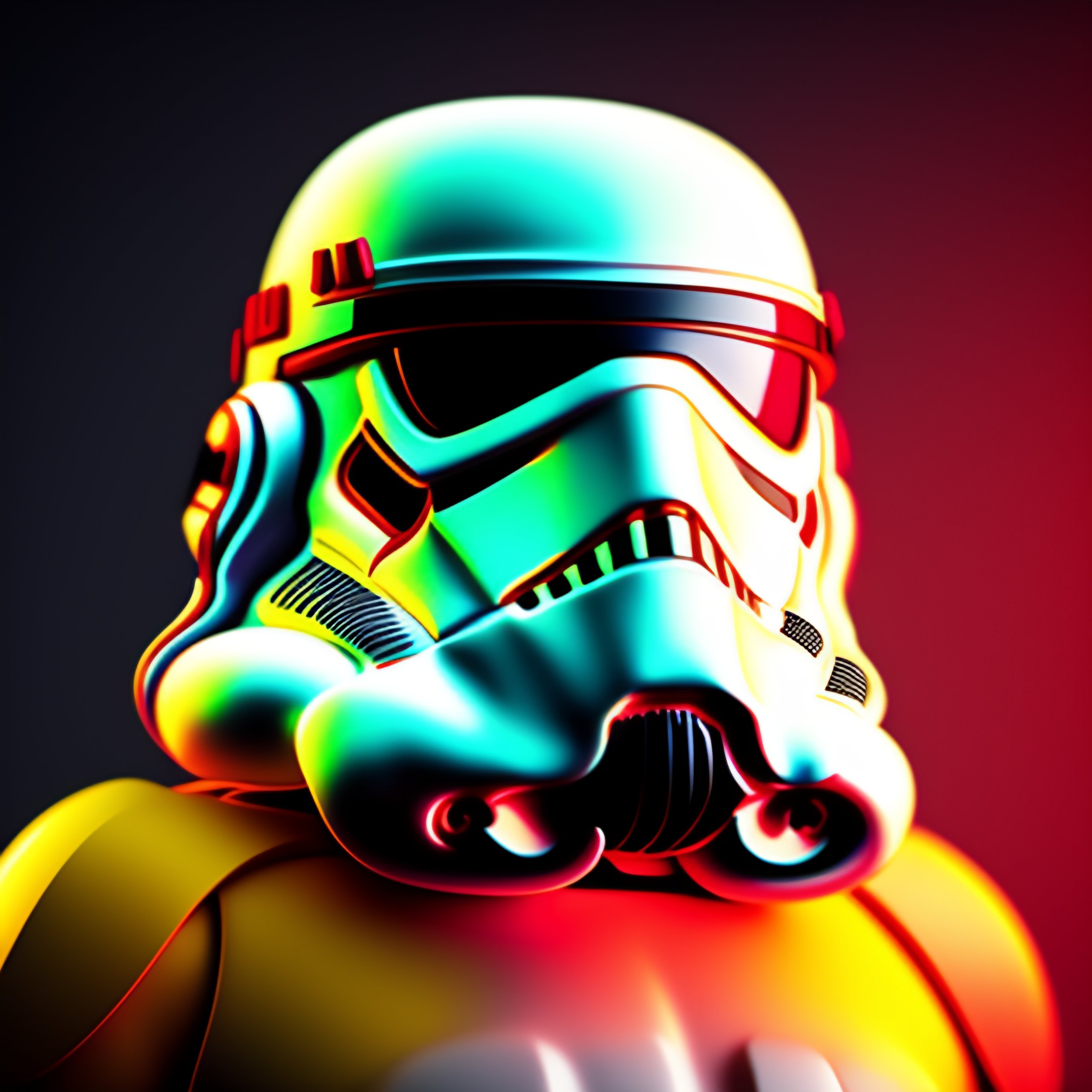 Lexica - 3d render of a Stormtrooper in neon colors white helmet in a ...