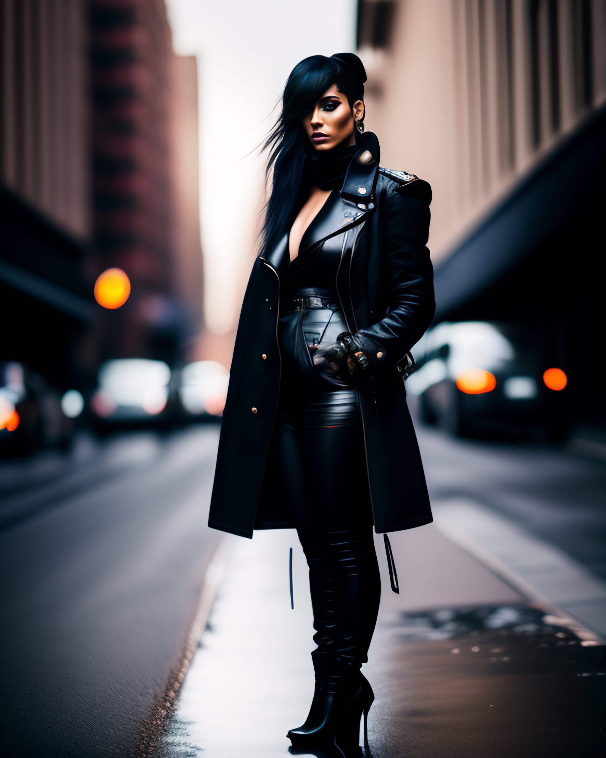 Lexica - A beautiful woman with an edgy, modern goth style, posing in ...