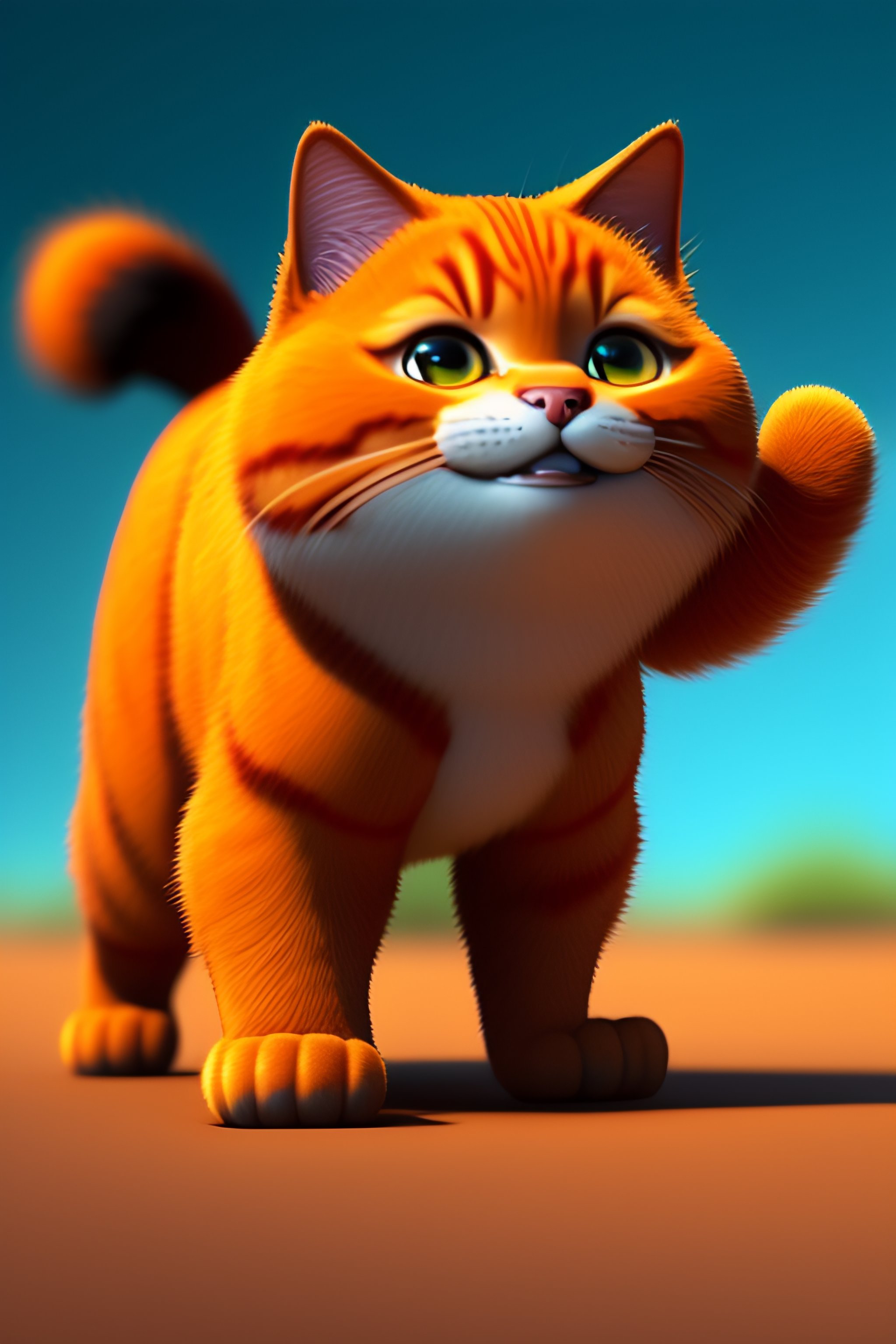 Lexica - Orang fury cat, long hai short legs, pixar style, moor cartoon ...