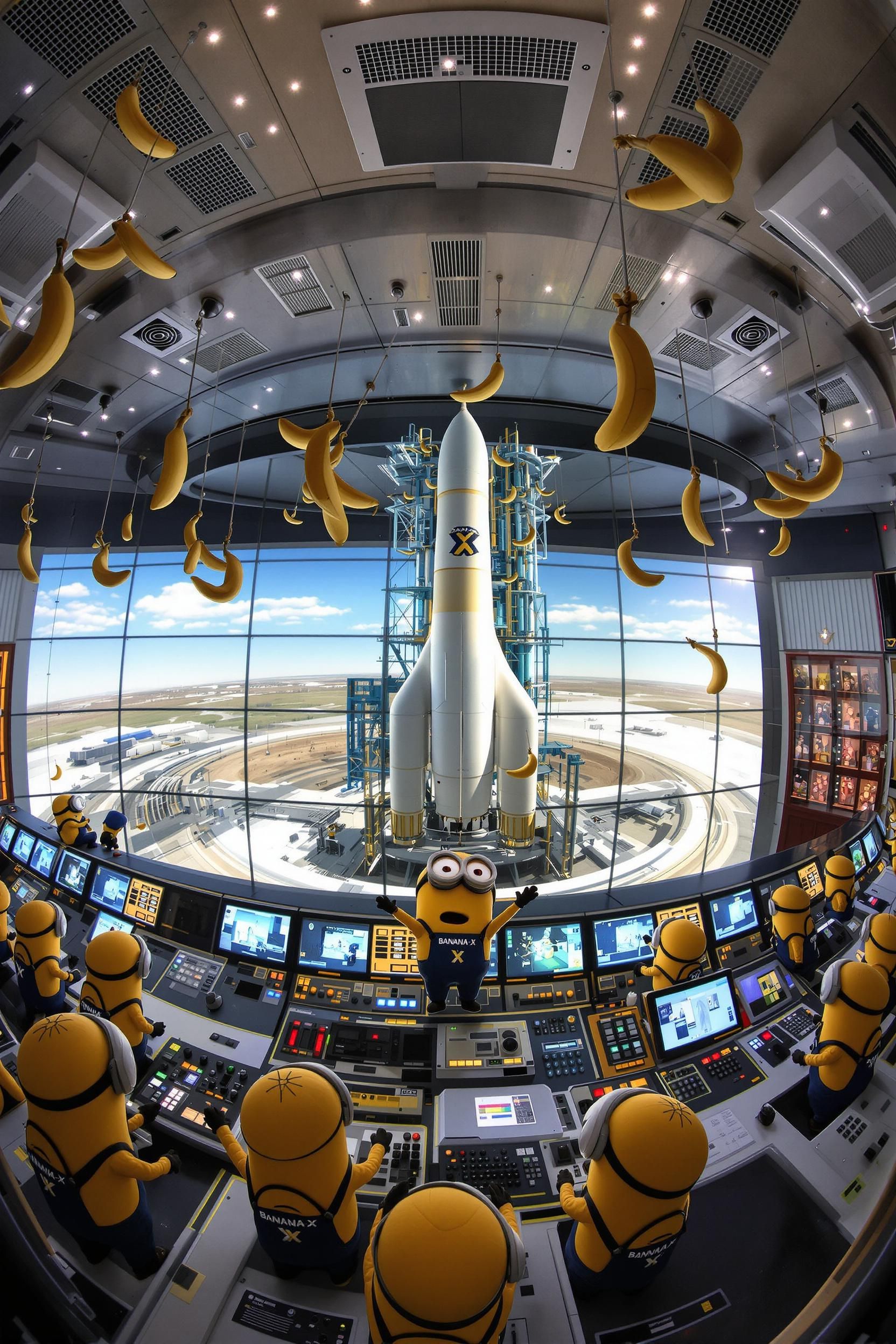 Lexica - Minions space program, mission control, lots of screens and ...