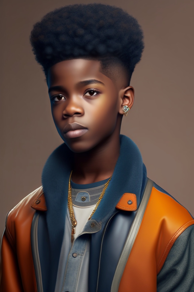 Lexica - A african boy with cool hair cut ,nice jackect cool Snickers ...