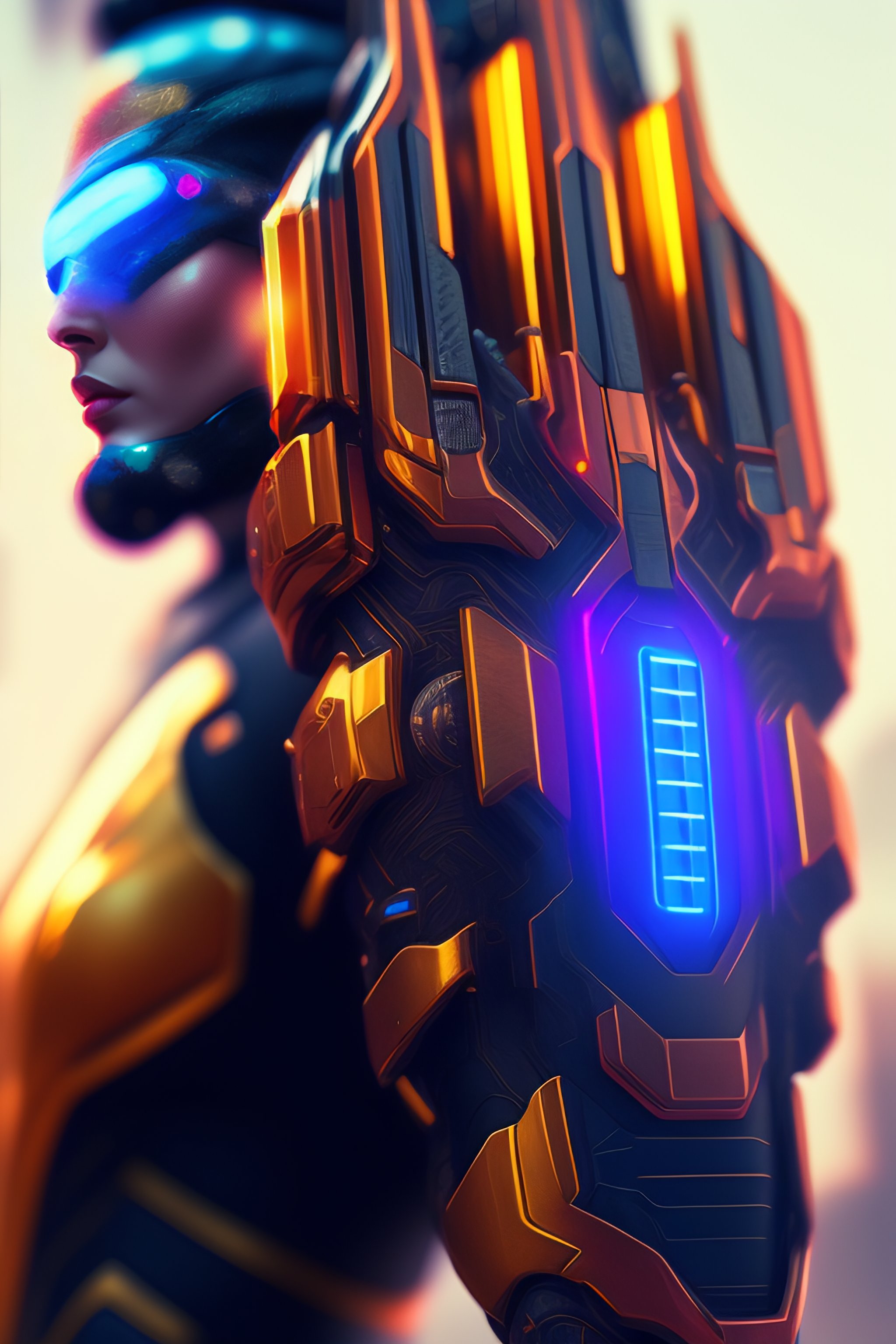 Lexica - Ultradetailed illustration of a mechanic gauntlet, neon ...
