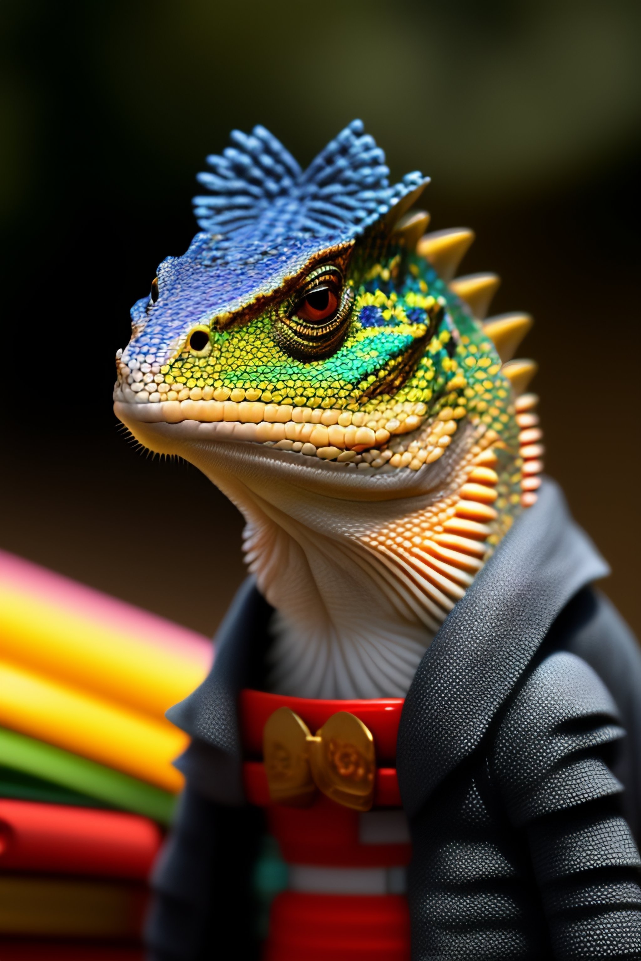 Lexica - A stern-looking lizard dressed as a librarian built in legos