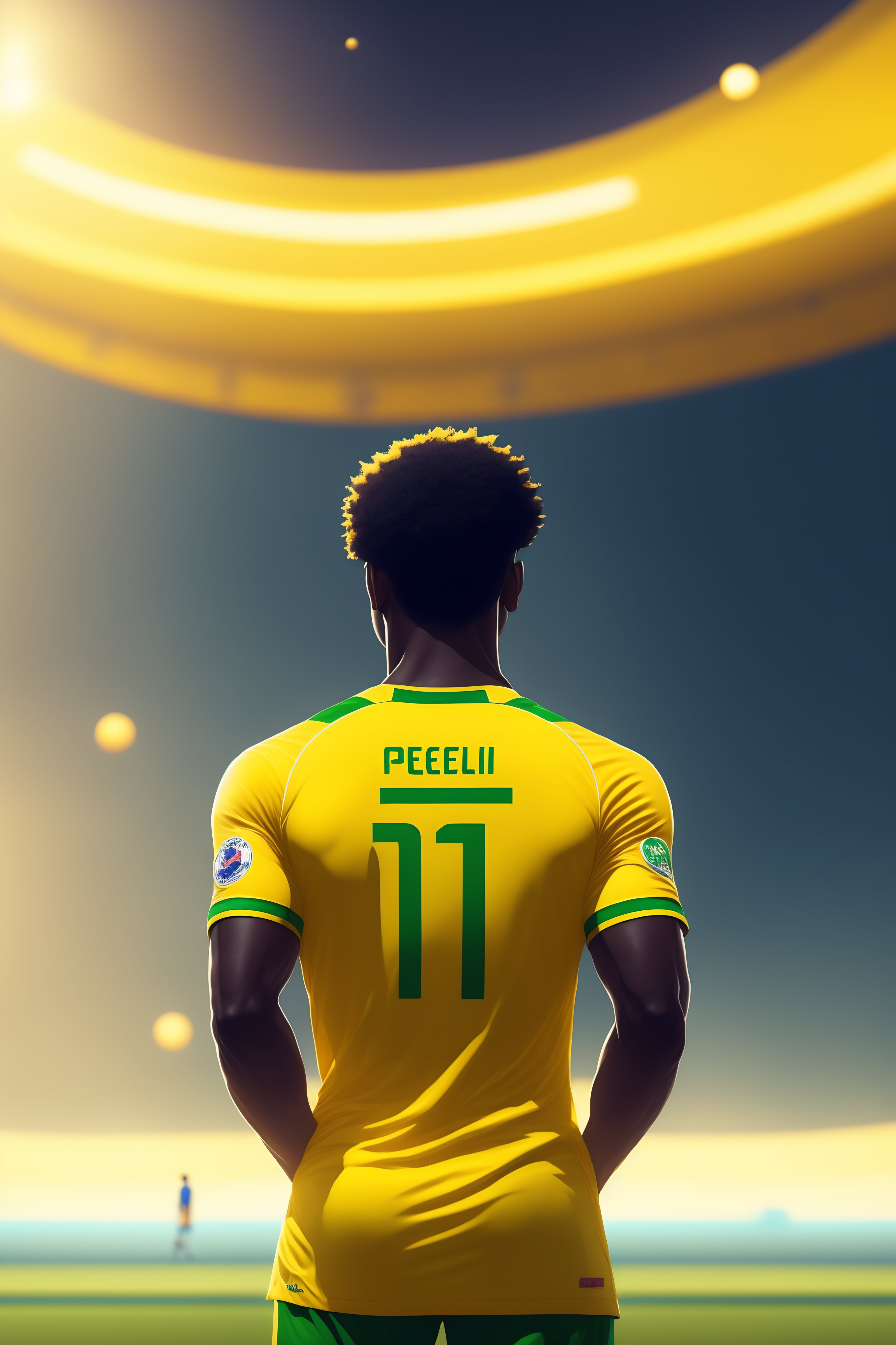 Lexica - Back of Footballer Pele wearing yellow brazil team jersey ...