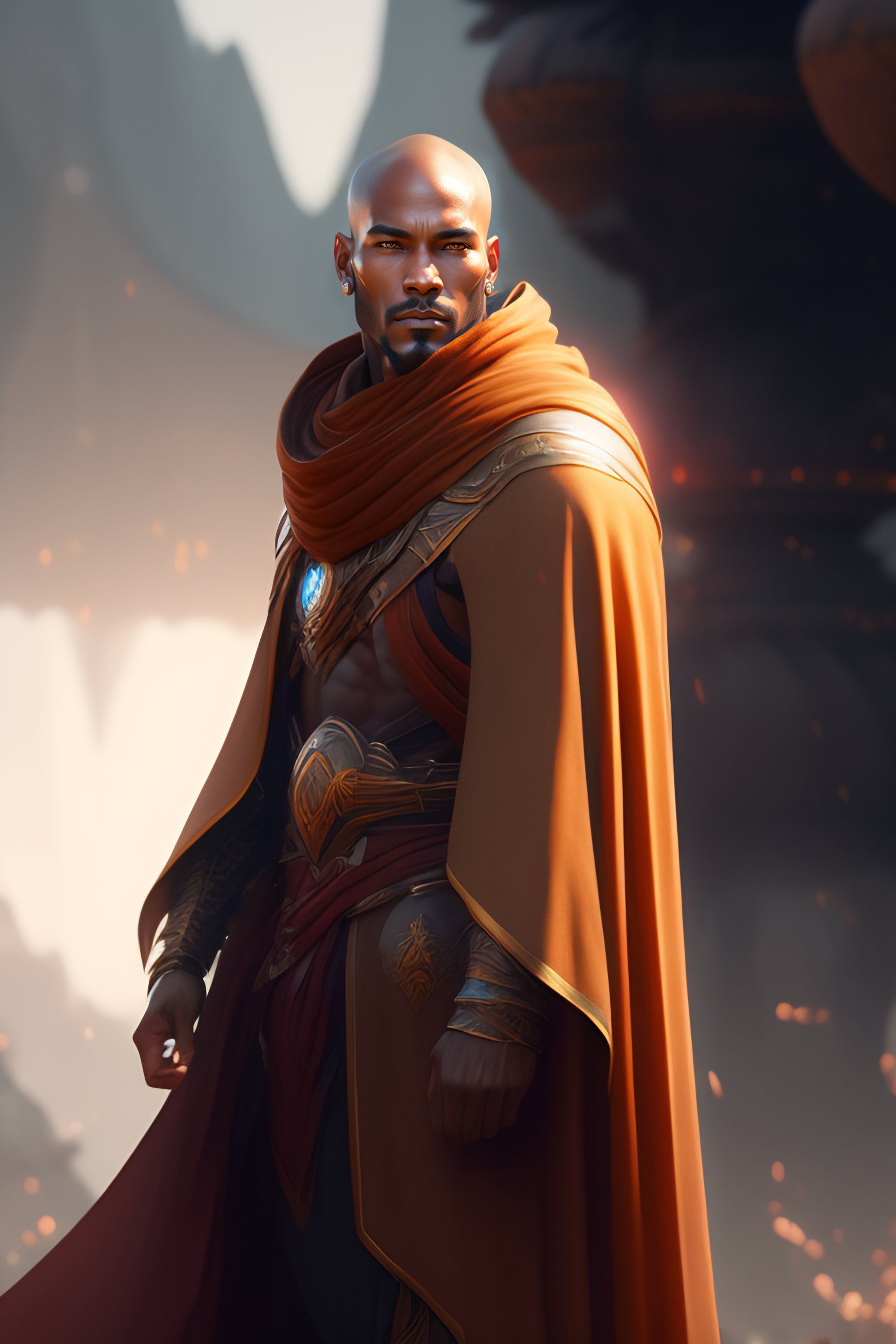 Lexica - A cyborg warrior monk 🙏, wearing a flowing cloak, cyborg ...