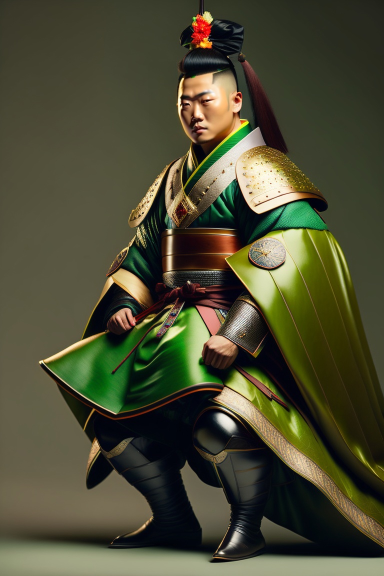 Lexica - Realism + a samurai in green armor + studio photography style ...