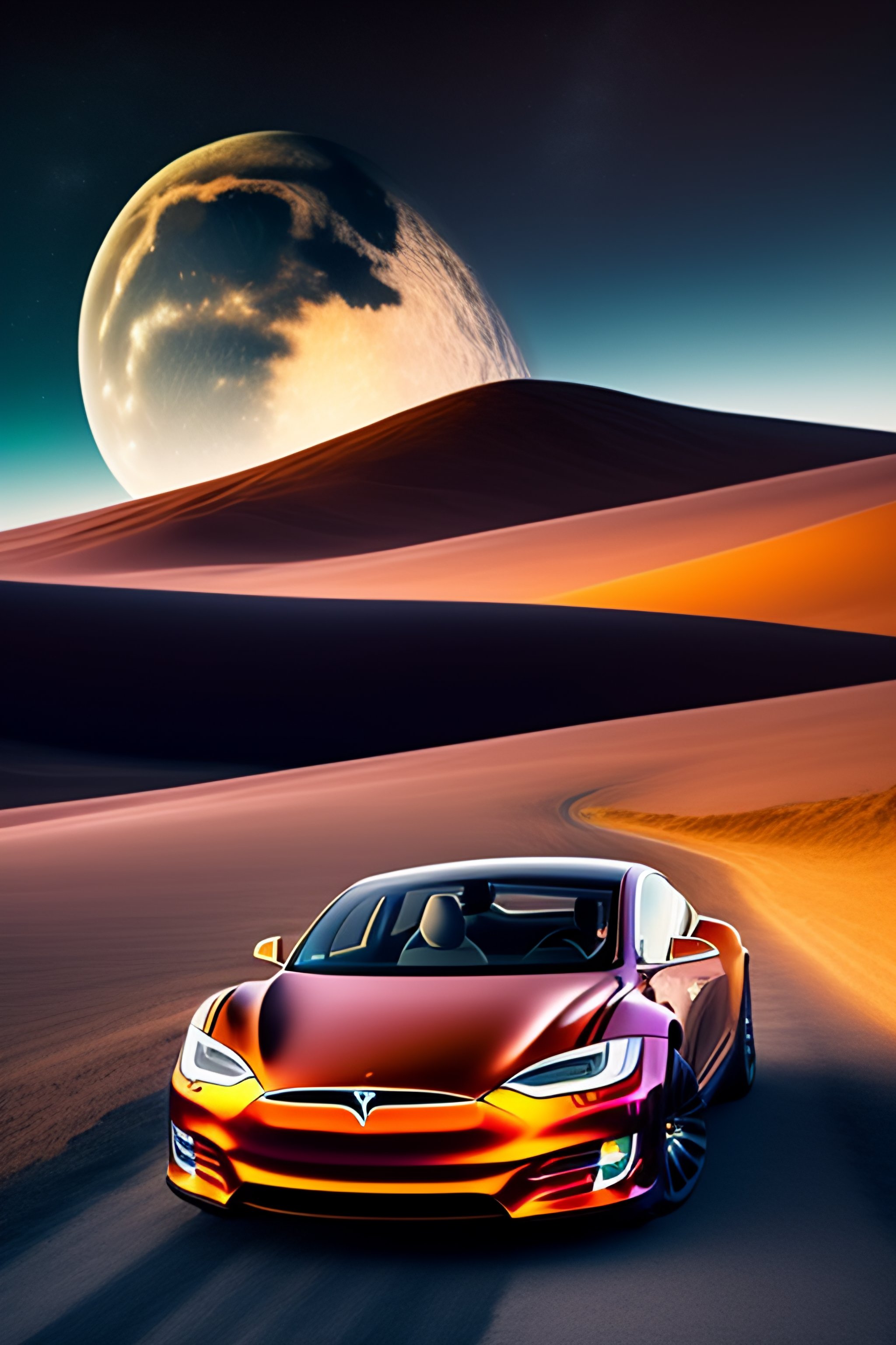 Lexica - Elon musk is in his Tesla on his way to the moon