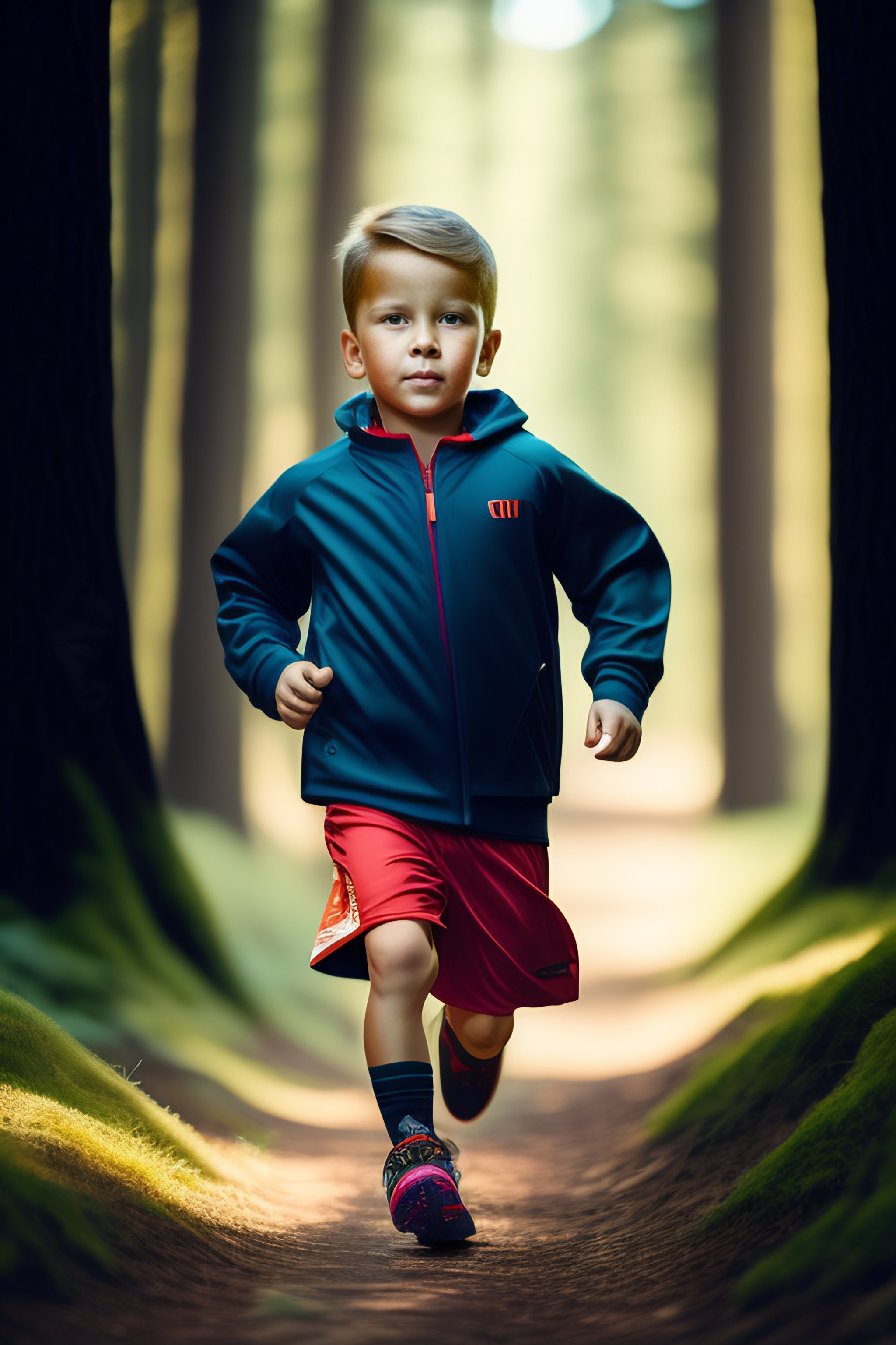 Lexica - Portrait of a boy running in the woods