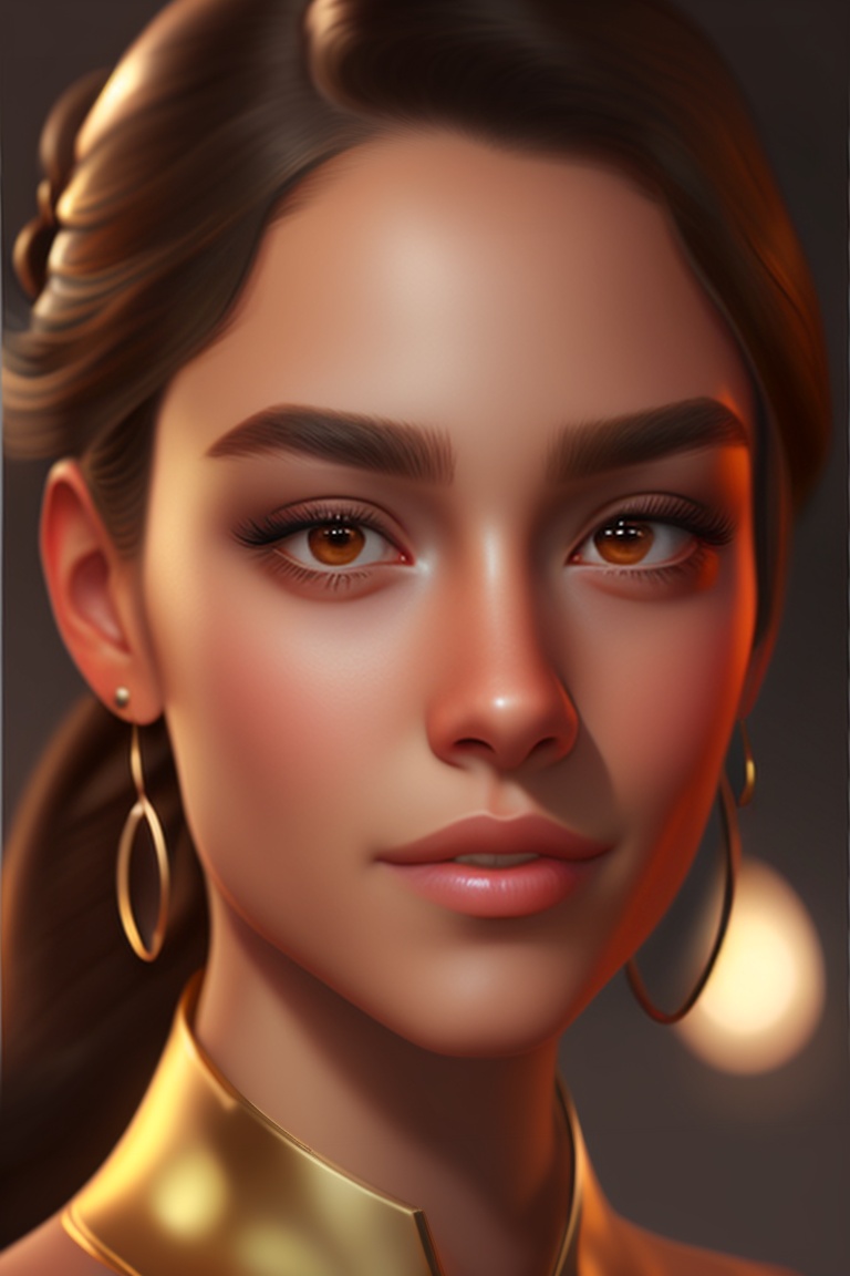 Lexica - Brunette girl, brown hazel eyes ponytail, skin details, high ...