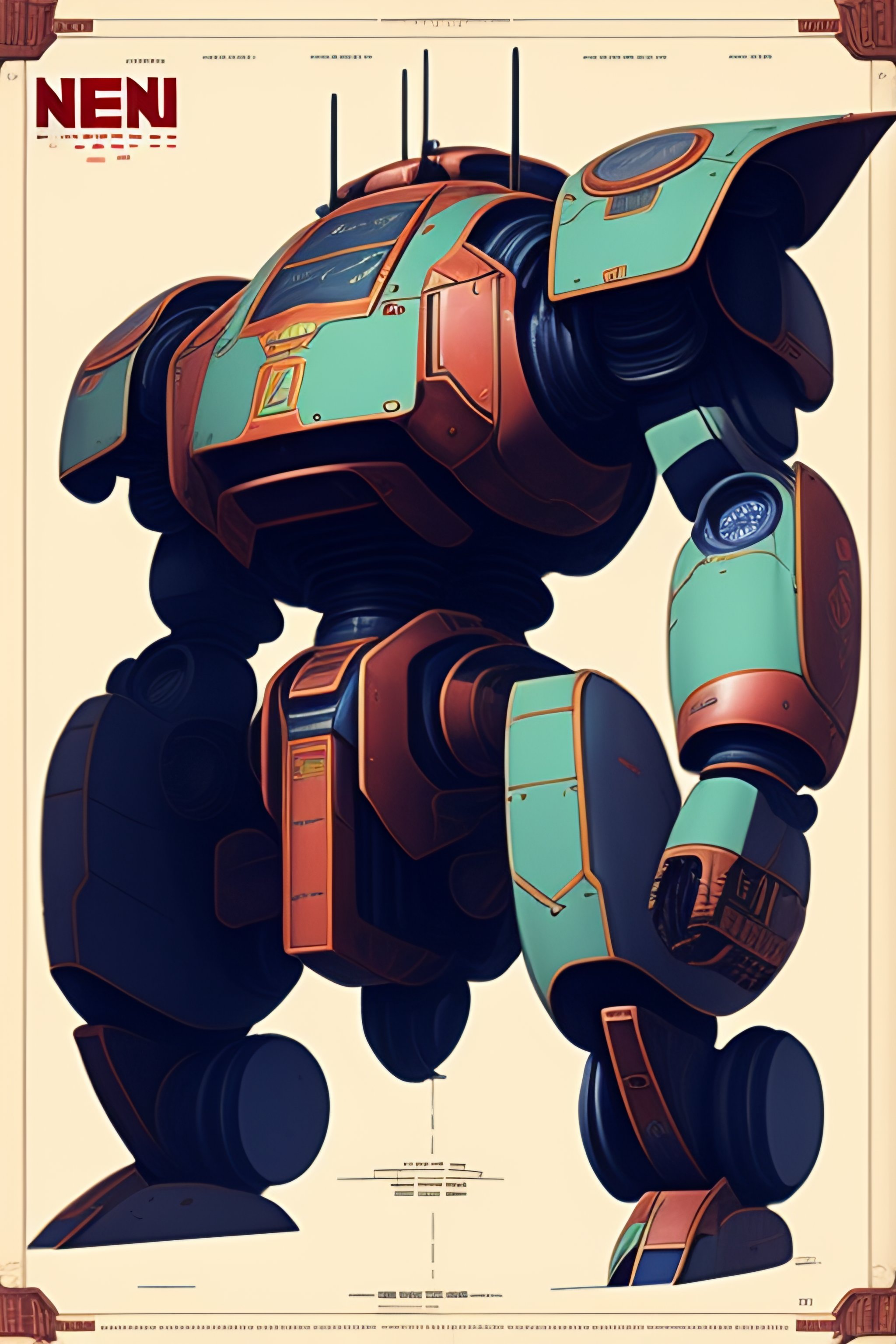 Lexica - Giant mecha neo zeon blueprint highly detailed