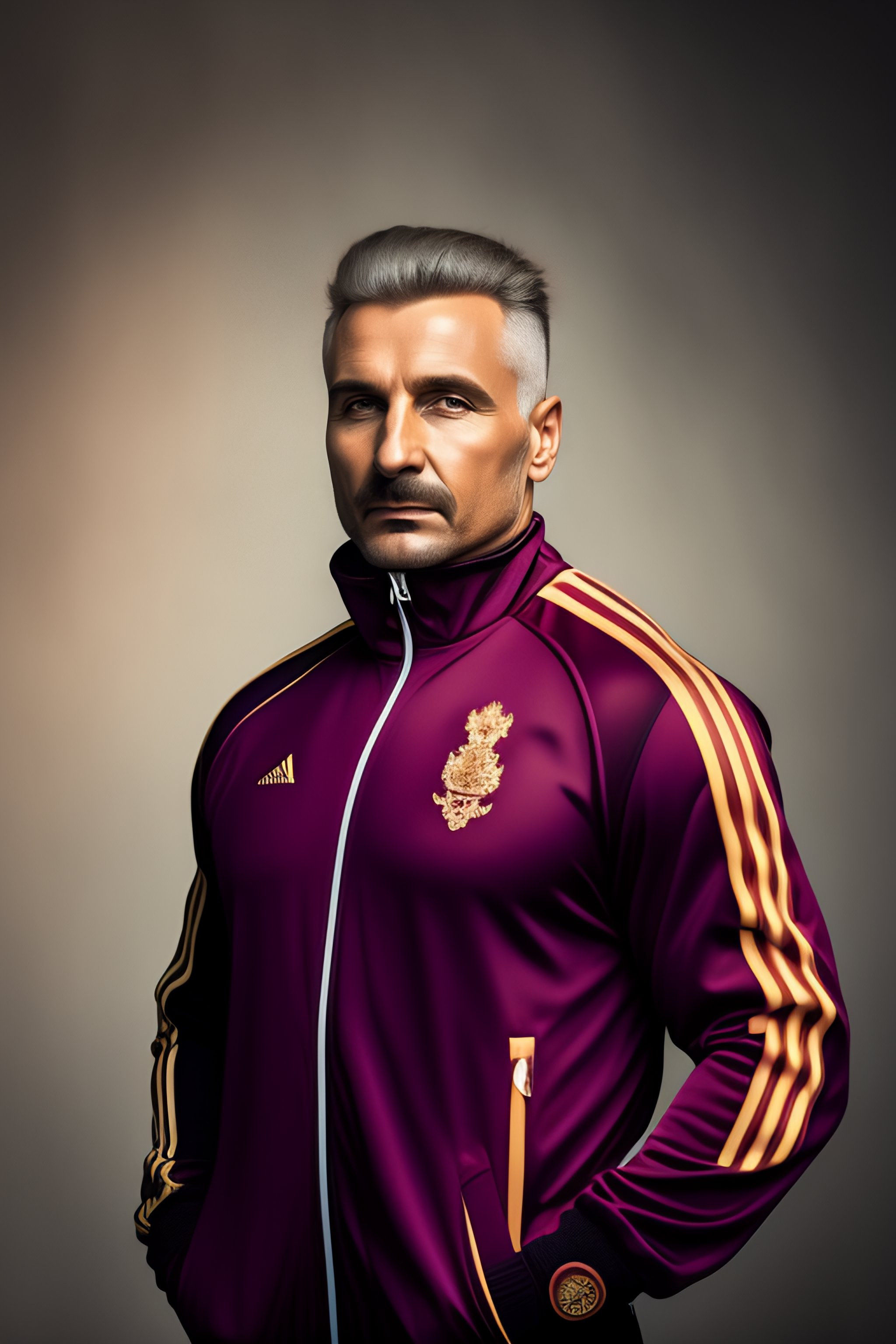 Lexica - Portrait of a short stout russian criminal with a funny tracksuit